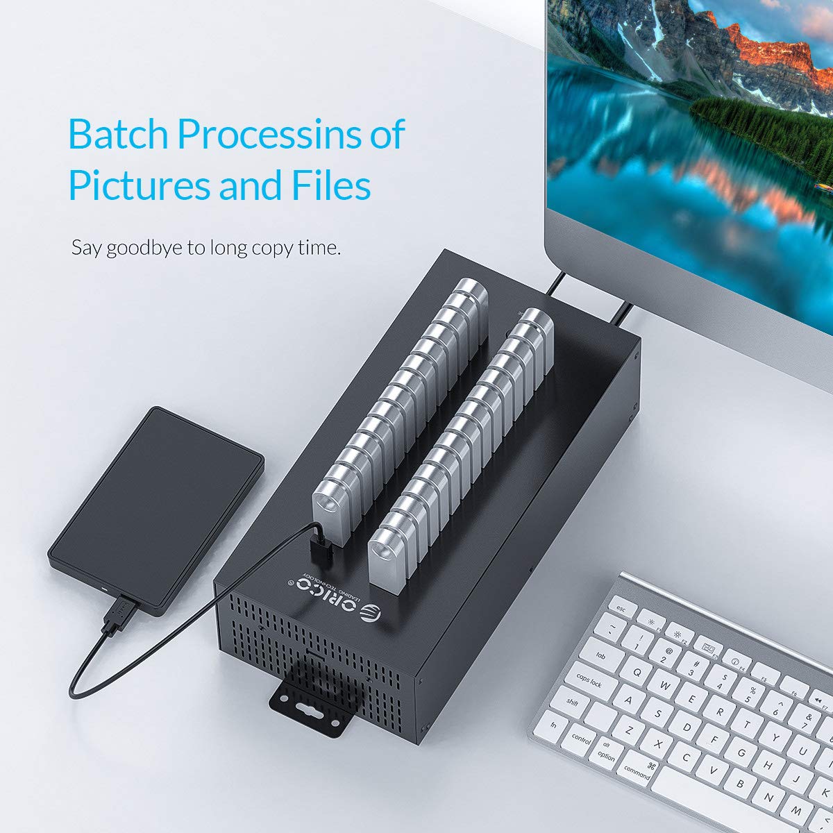 ORICO Industrial USB Hub, 300W Powered Data Hub, 30 Port USB 2.0 Splitter, Full Metal Case, Wall Mountable Support Phone/Tablet Charging, Refurbishing and Brush, Batch Data Transfer
