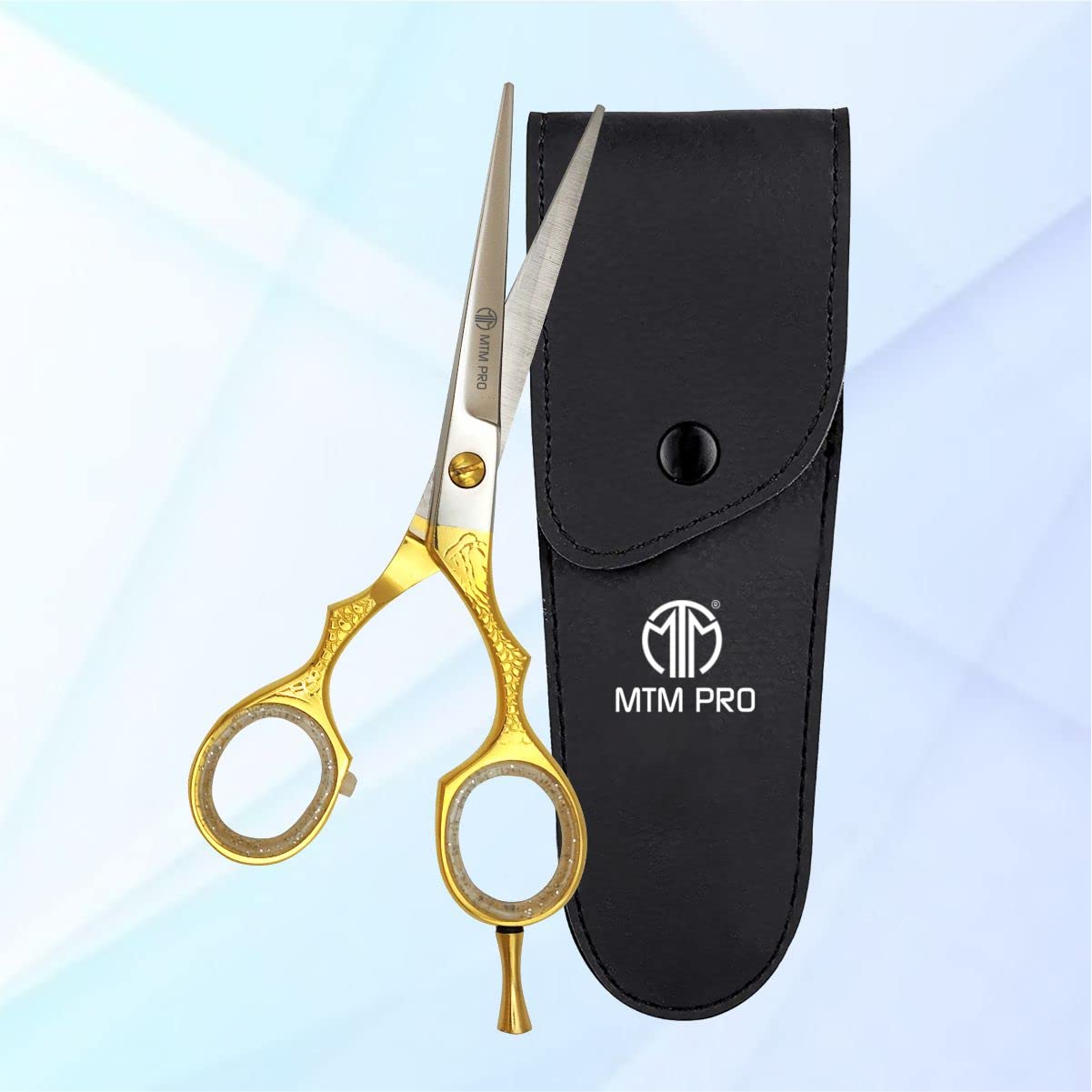 MTM PRO Hair Cutting Scissors,6.5 Inch Professional Stainless Steel Barber Hair Scissors,for Both Salon and Home Use (Golden Handle)
