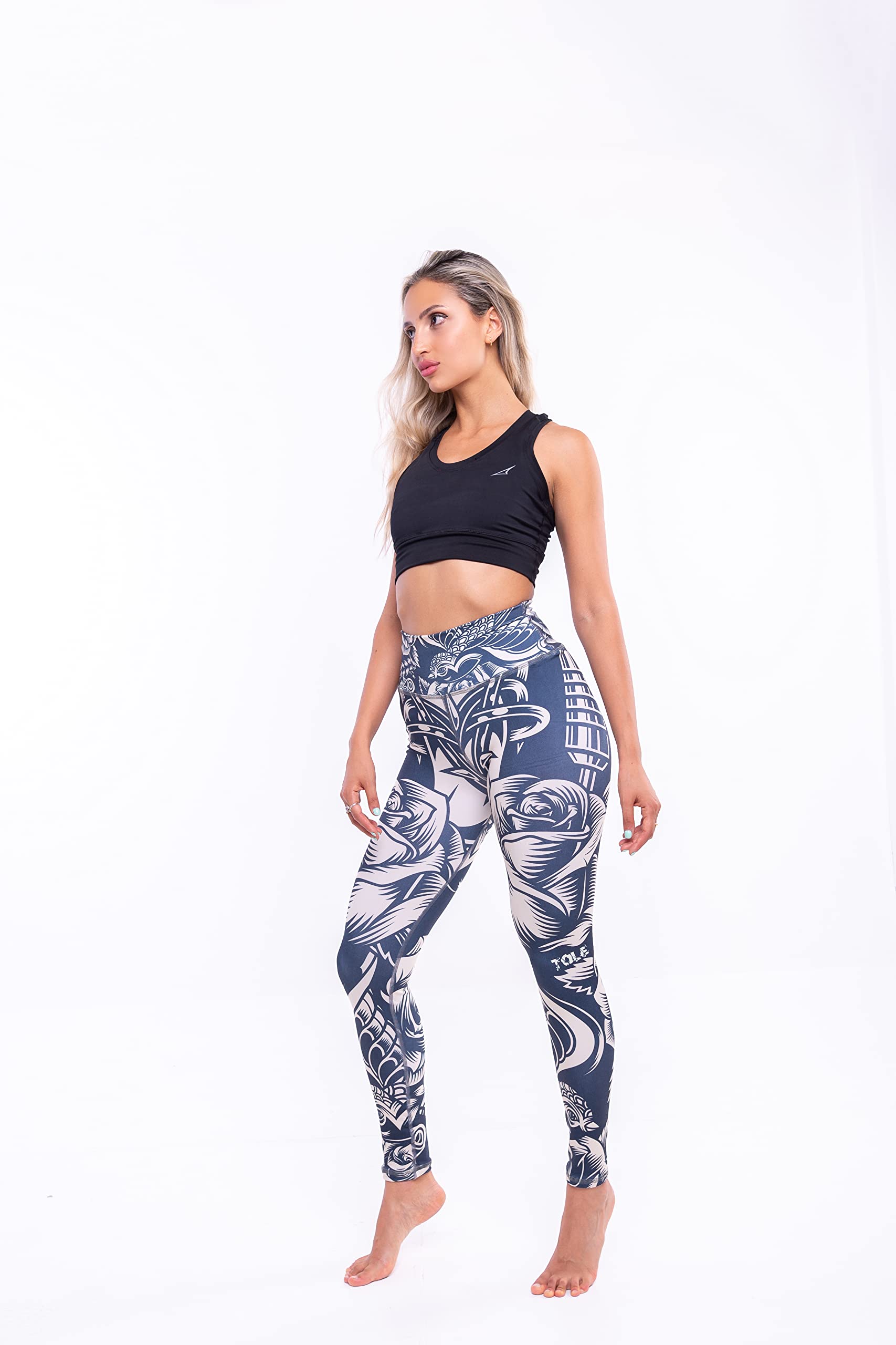 Tolemacole Floral Print Leggings for Women Yoga Pants Workout High Waisted Tummy Control Clothing Medium