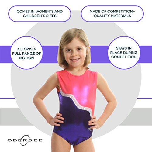 Obersee Girl's Gymnastics Leotard, Purple Ribbon, CM