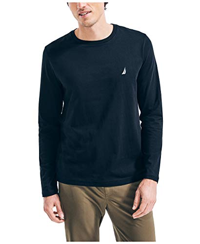 Nautica Men's J-Class Logo Long Sleeve T-Shirt, True Black, Medium
