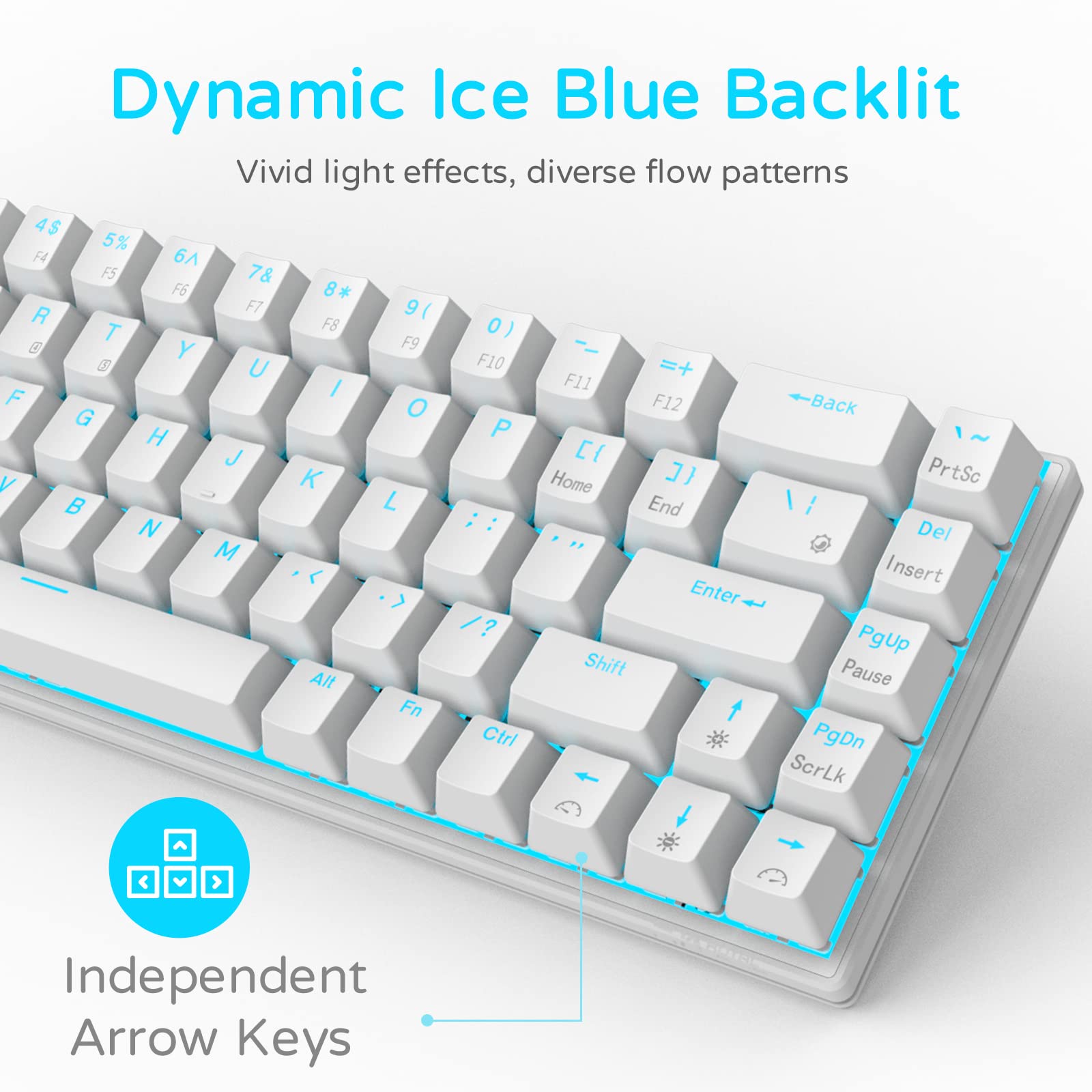 RK ROYAL KLUDGE RK G68 2.4Ghz Wireless/Bluetooth/Wired 65% Mechanical Keyboard, 68 Keys Hot Swappable Red Switch Gaming Keyboard with for Win/Mac