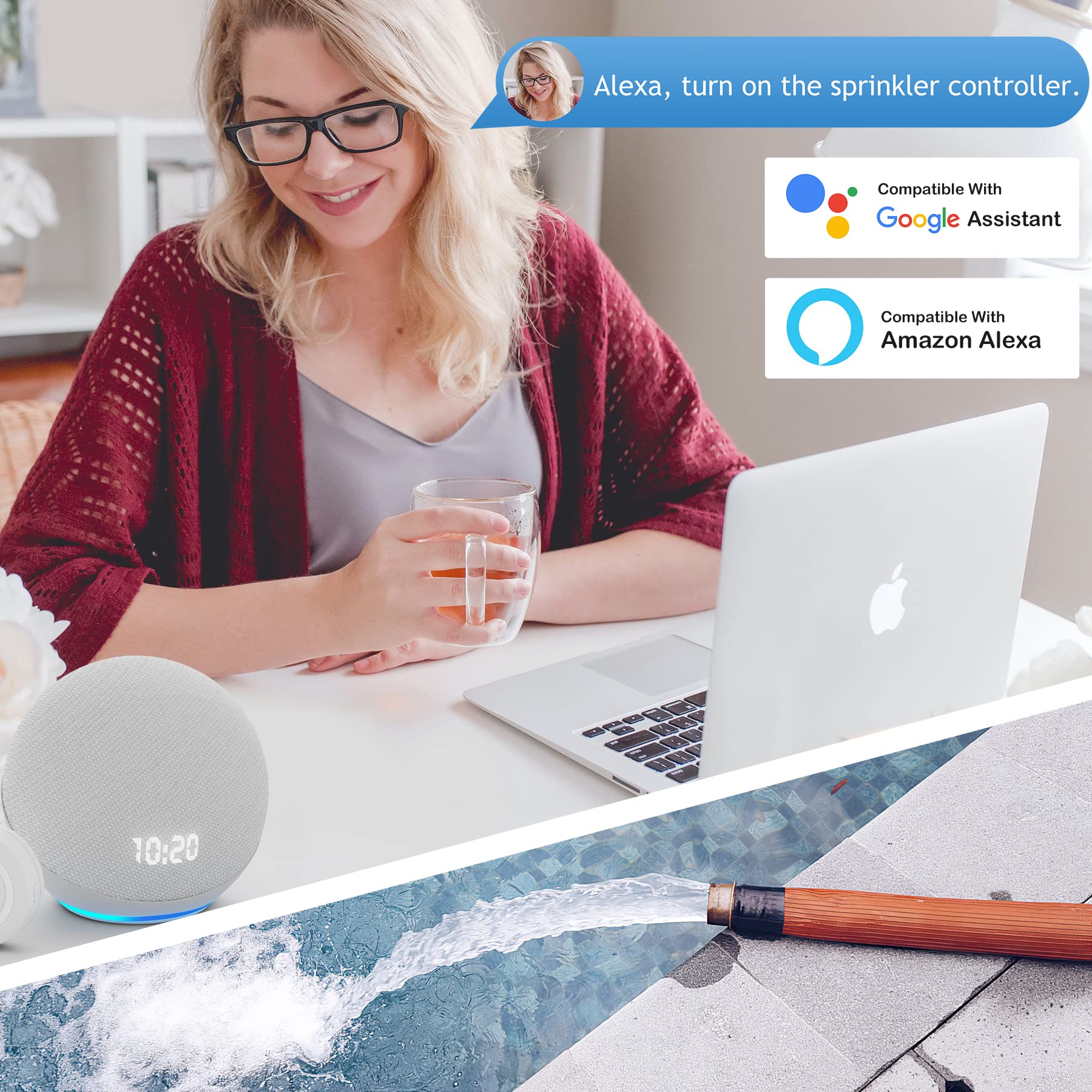 WiFi Sprinkler Controller, Diivoo 8 Zone Smart Irrigation Controller with Smart Weather, Automatic and Manual Watering, Compatible with Alexa and Google Assistant