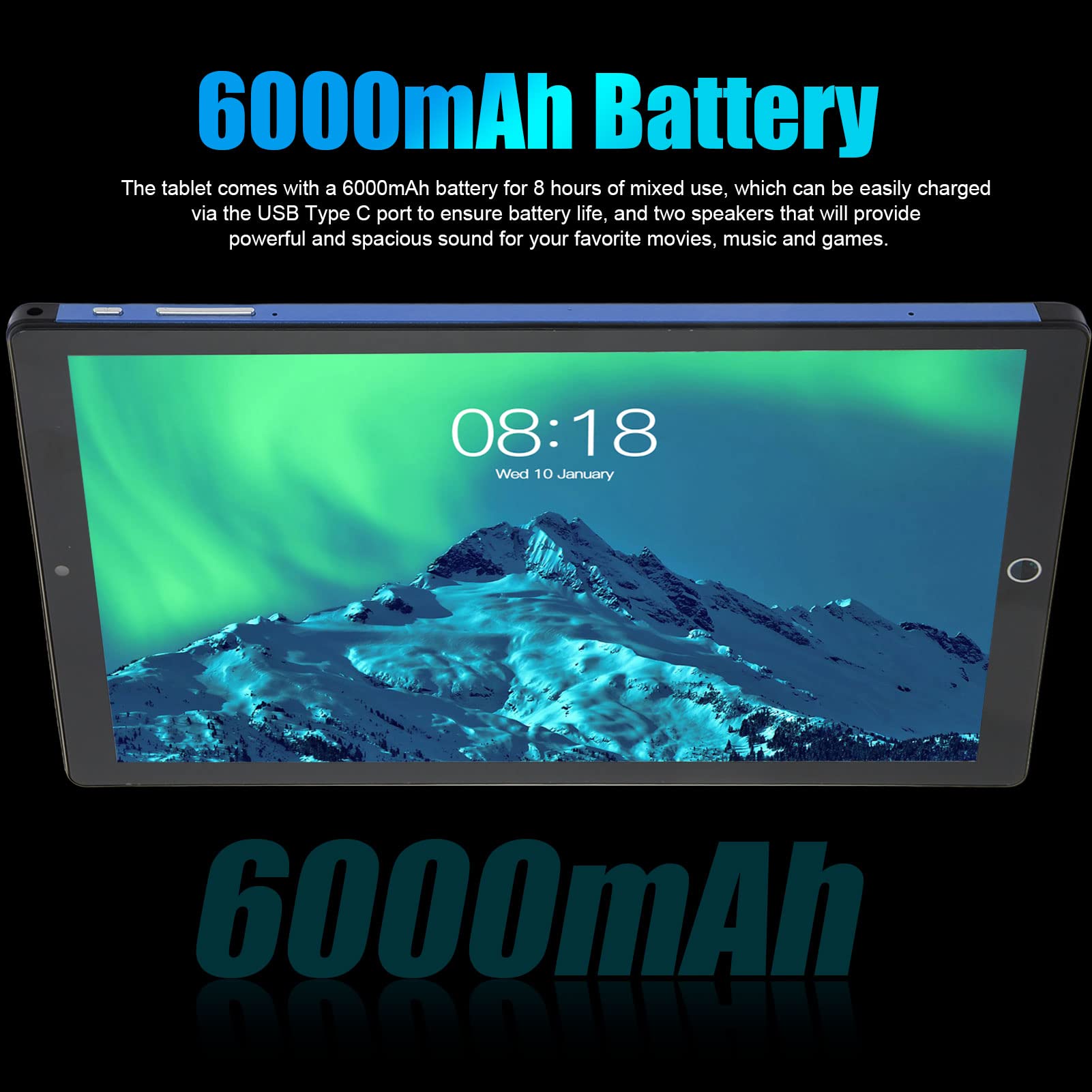 Zopsc 10.1in IPS Tablet for Android11 2.4 5G WiFi Talkable Smart Tablet 6 128GB 5 13MP MT6753 Octa Core GPS Support 3 Card Slot 1920 1080 6000mAh. Blue