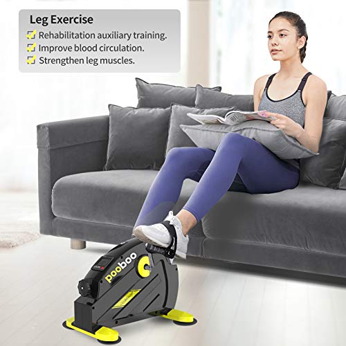 pooboo Pedal Exerciser Under Desk Bike Stationary Exercise Portable Mini Cycle Bike for Legs and Arms Exercise Bikes