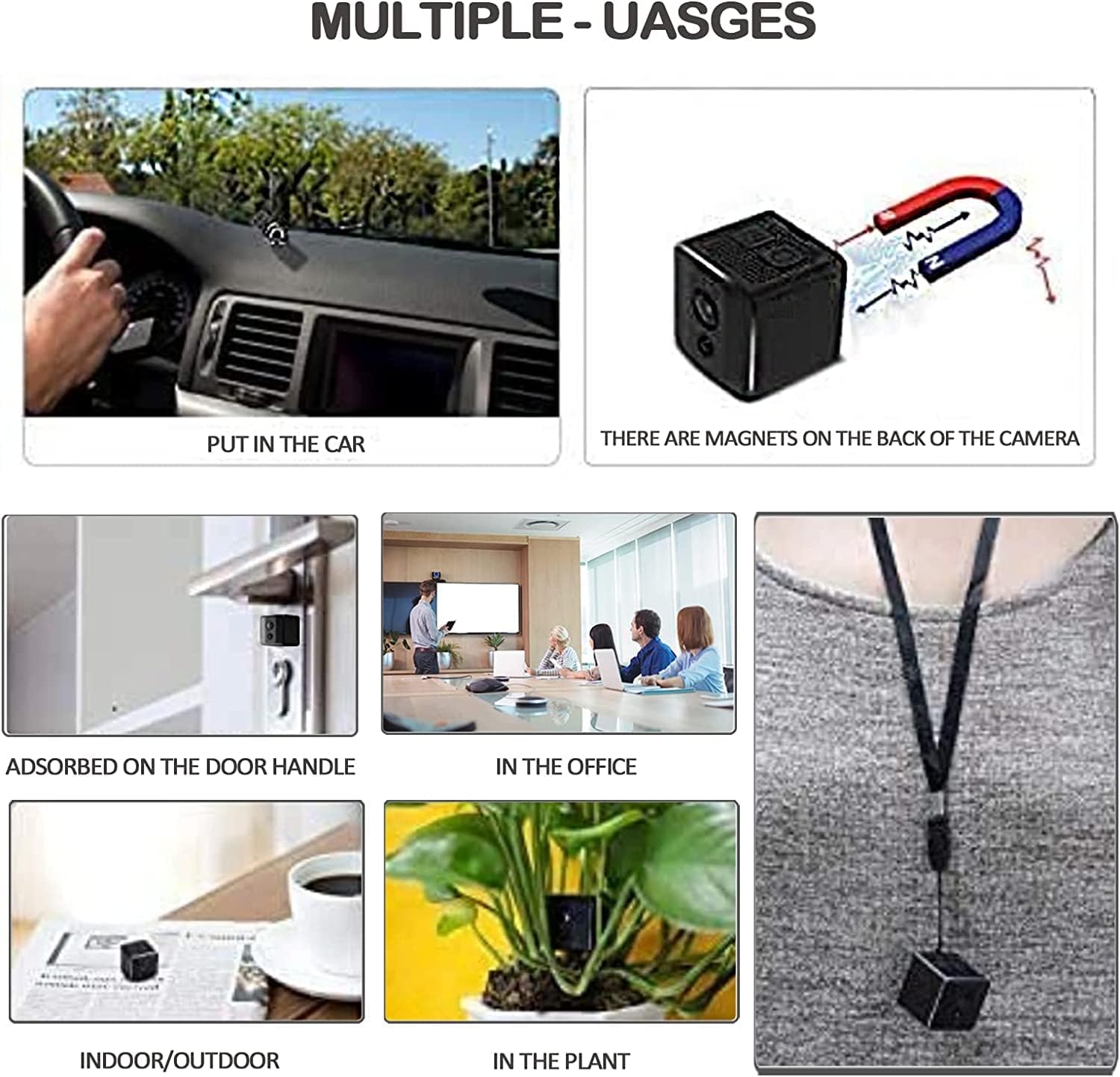 Pomocuty Wireless Camera Mini Hidden Spy Portable Small Nanny Cam with Night Vision and Motion Detection HD 1080P Body Surveillance Cameras for Home Security Indoor/Outdoor