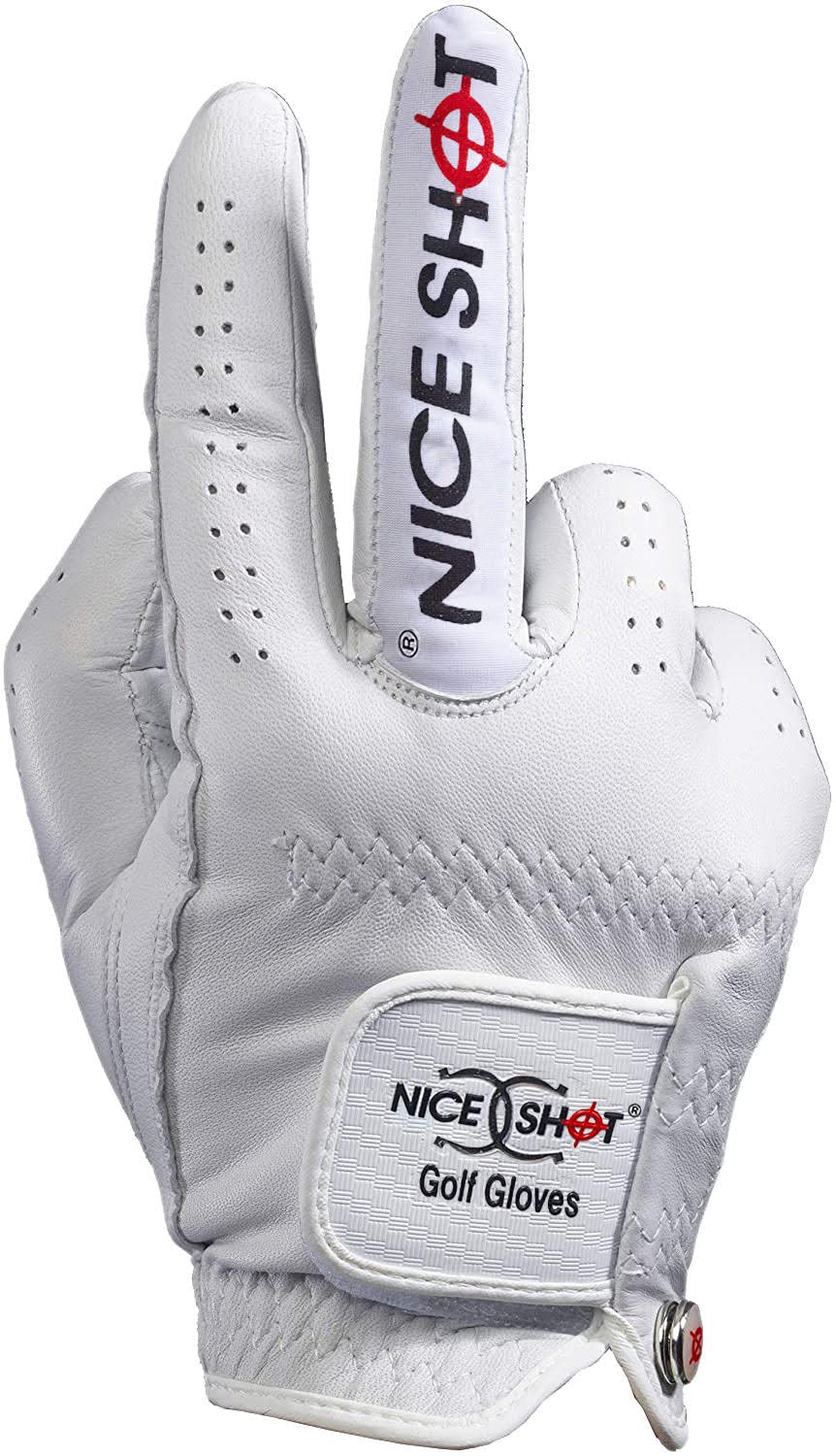 Nice Shot The Bird Golf Glove in White Cabretta Leather Women's Left Hand - Medium