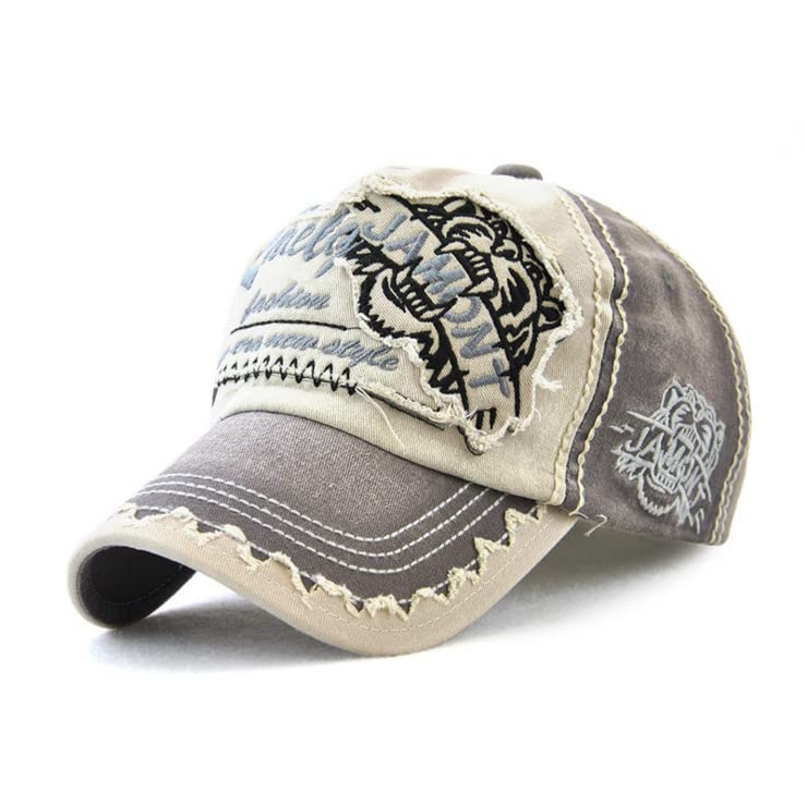 Tiger Head Baseball Cap Retro Washed Dad Hat Adjustable Distressed Denim Hat Classic Trucker Hats for Men Women