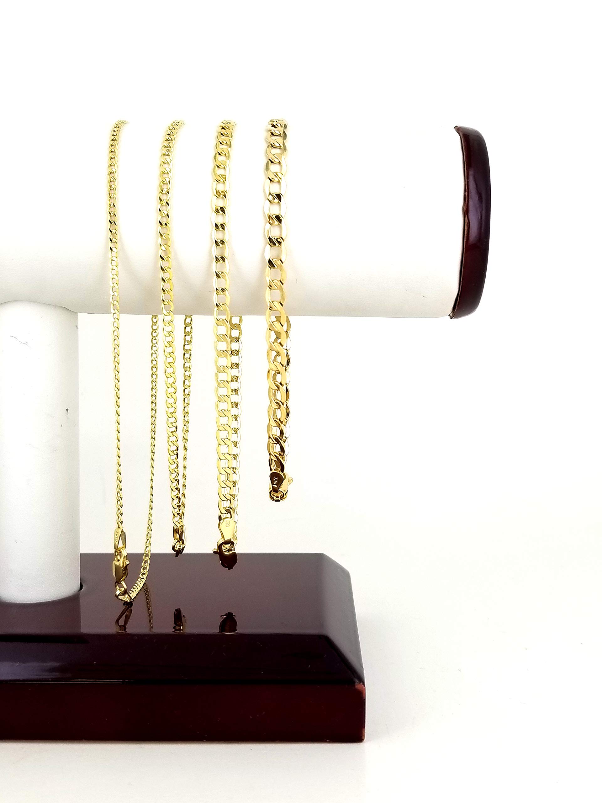 Real 10k Yellow Gold Hollow C-Link Men and Women Bracelet/Anklet 3.5 mm (10)