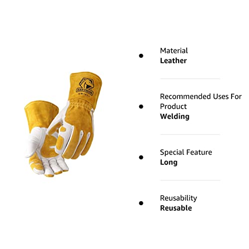 Revco GM1611 Top Grain Leather Cowhide MIG Welding Gloves with Reinforced Palm & Thumb & Index Finger, Seamless Forefinger, 5" Cuff for Extra Protection (Medium)