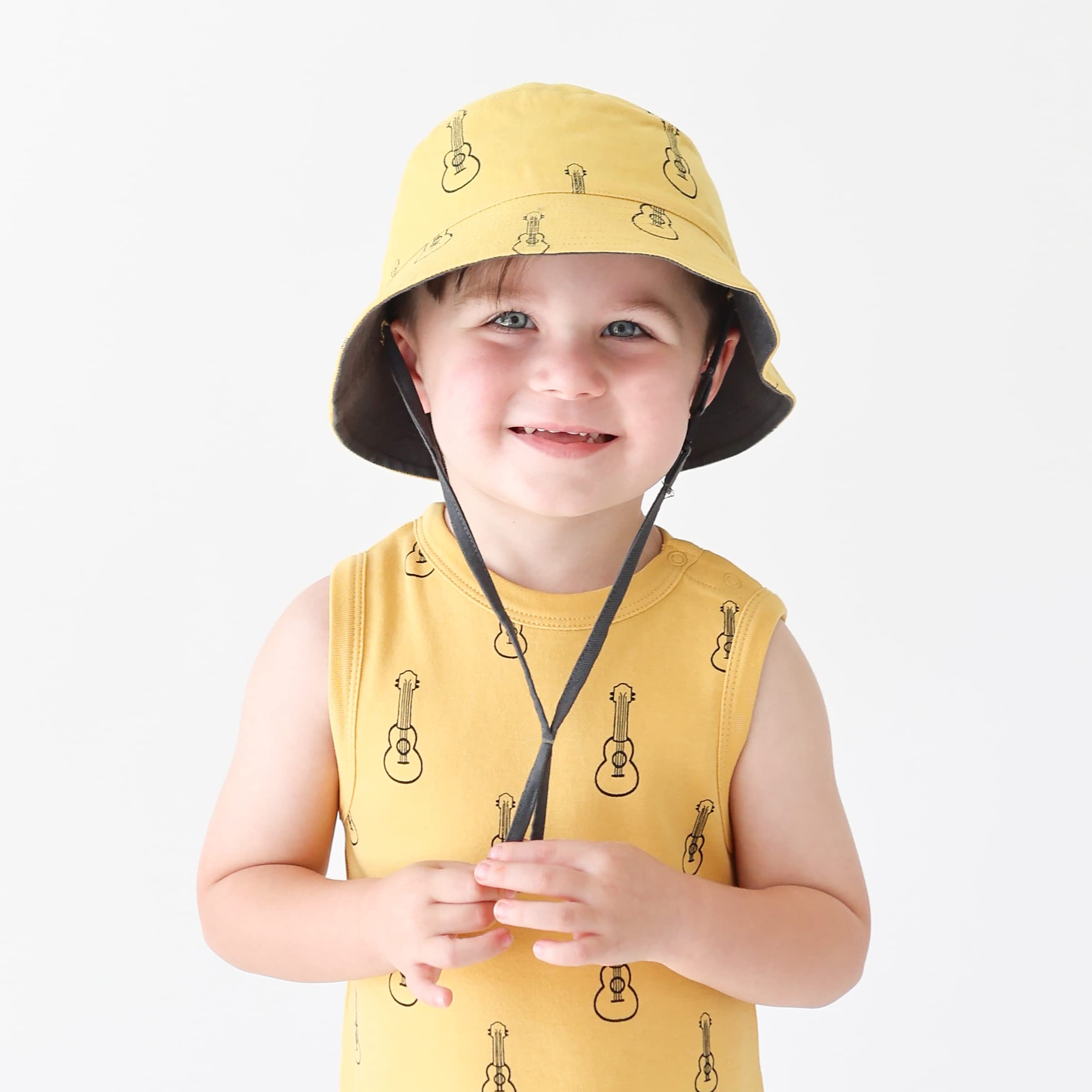 PARADE Organic Tank Rompers - Signature Prints Yellow Ukuleles 6-12 Months