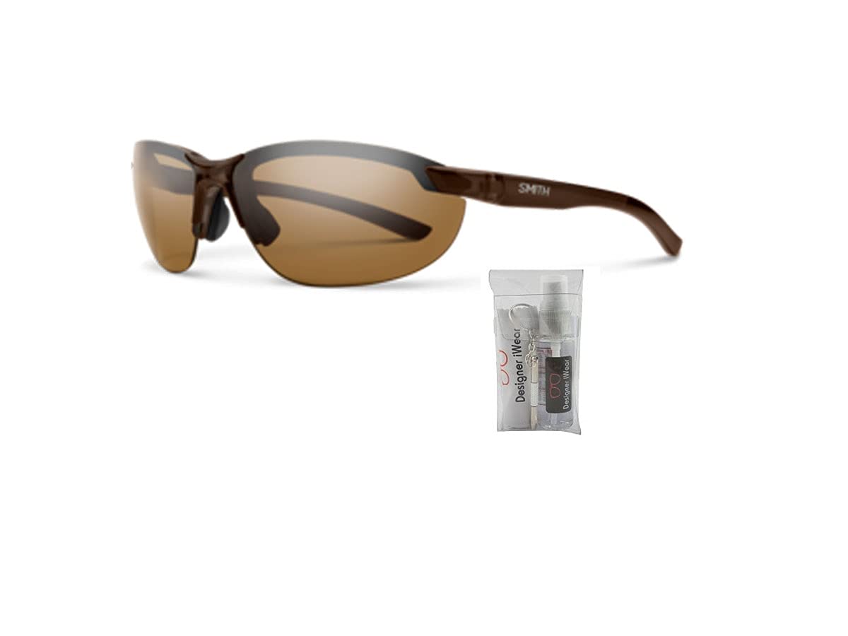 SMITH Parallel 09Q/SP 71MM Brown/Polarized Brown Oval Sunglasses + Extra Ignitor Lens for Men for Women + BUNDLE with Designer iWear Eyewear Kit