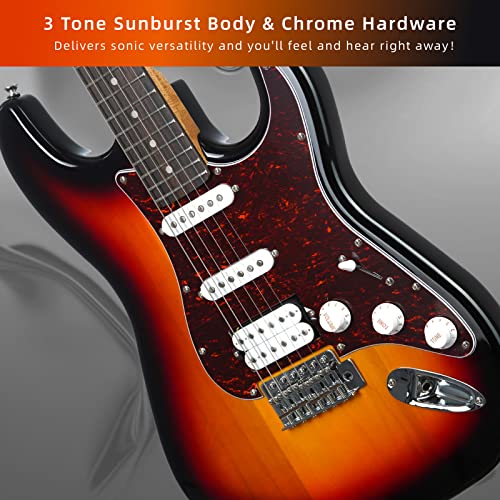 TOSTAR Electric Guitar Kit, 39 Inch Solid Right Hand Guitar Electric for Beginners with Amp + Straps + 4*Guitar Picks + 6*String Set + Tuner + Cable + Electric Guitar Bag (Sunburst)