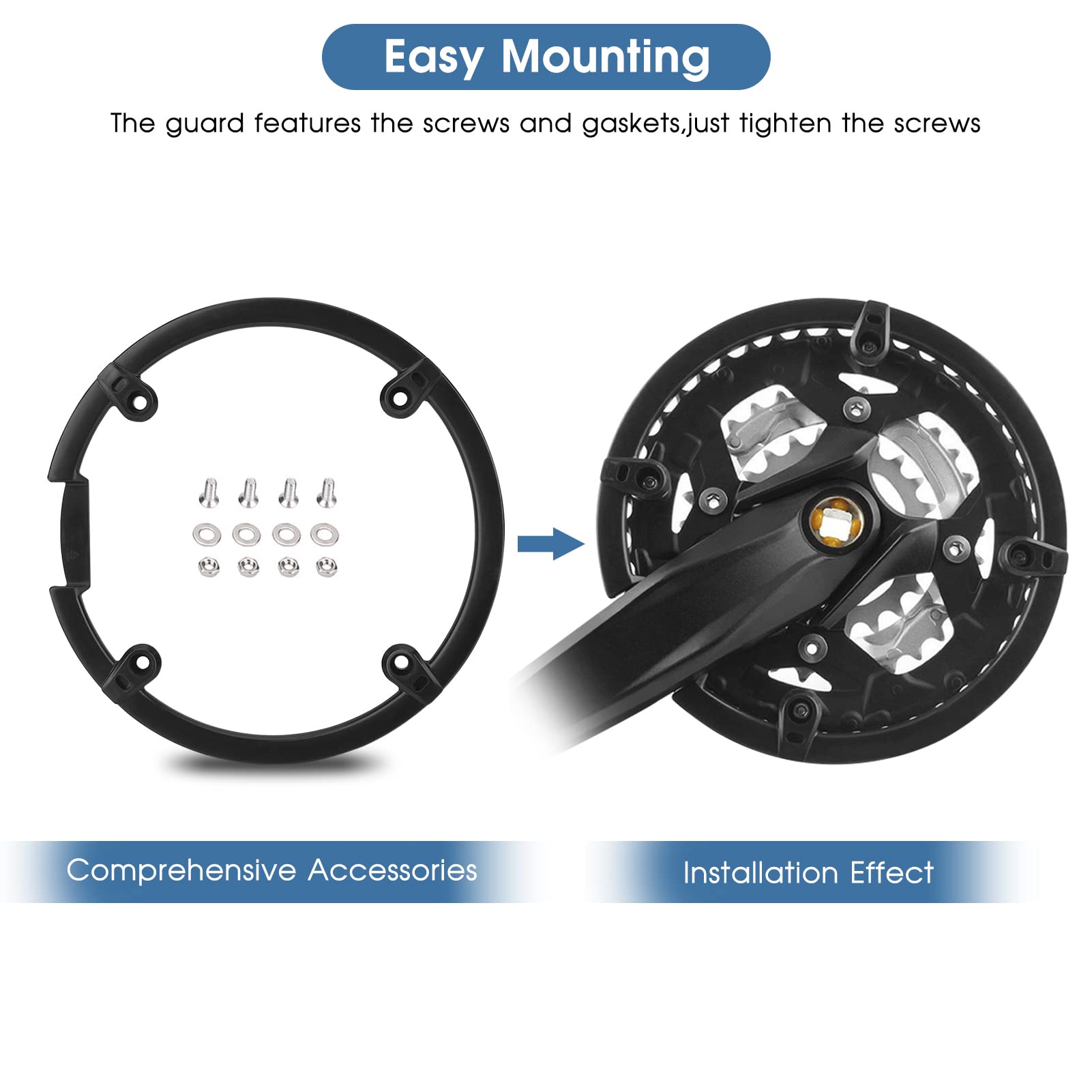 ROBTLE Crank Ring Protector, Plastic Mountain Bike Chain Guard Protector Bicycle Chain Wheel Crankset Support Protection Cover Accessories Suitable for M430 M590 M390, Black