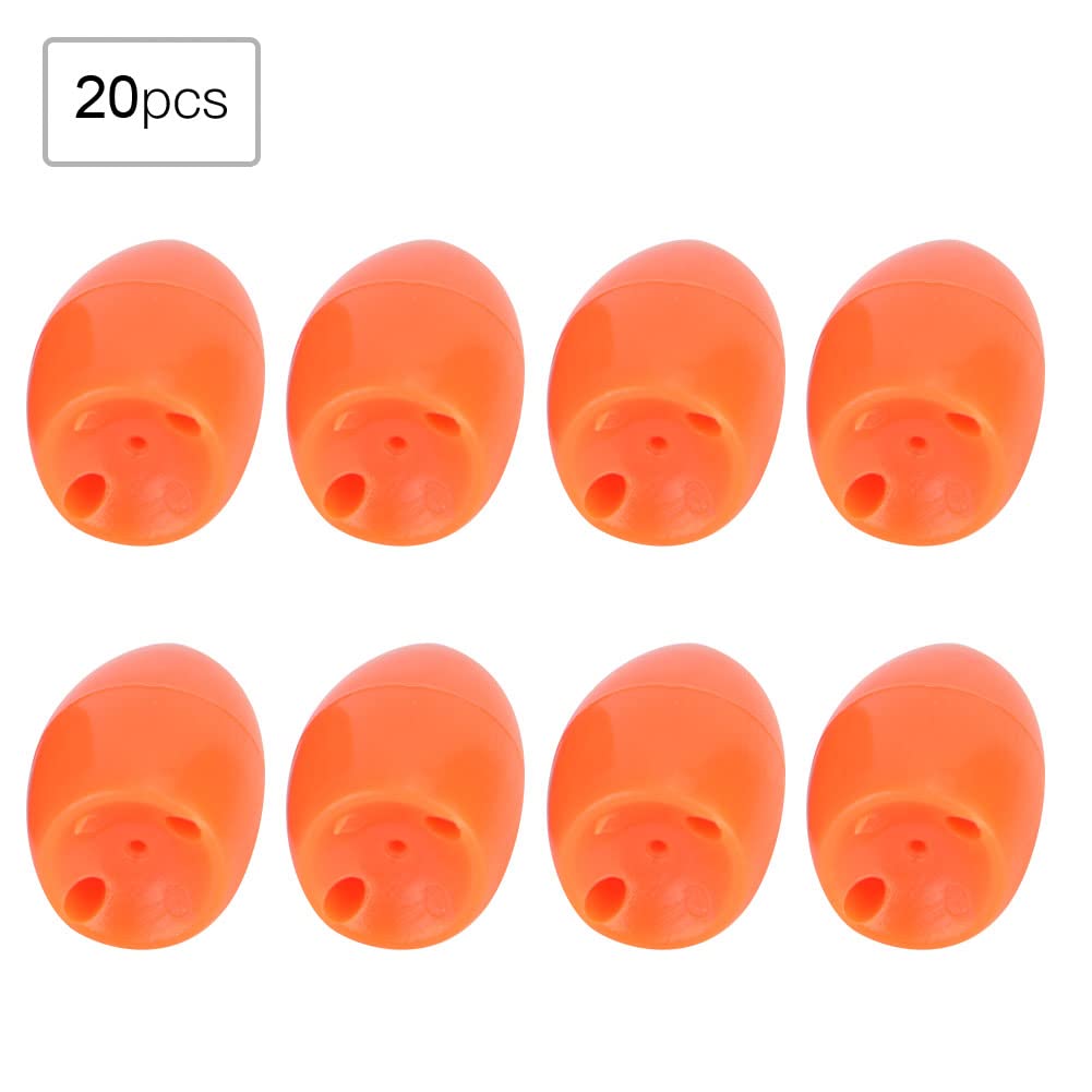 Yeuipea Fishing Bobber Float, 20 Pcs Rubber Oval Colorful Beans Stopper Fishing Bobber Float Fishing Tools Accessory(L-Orange)