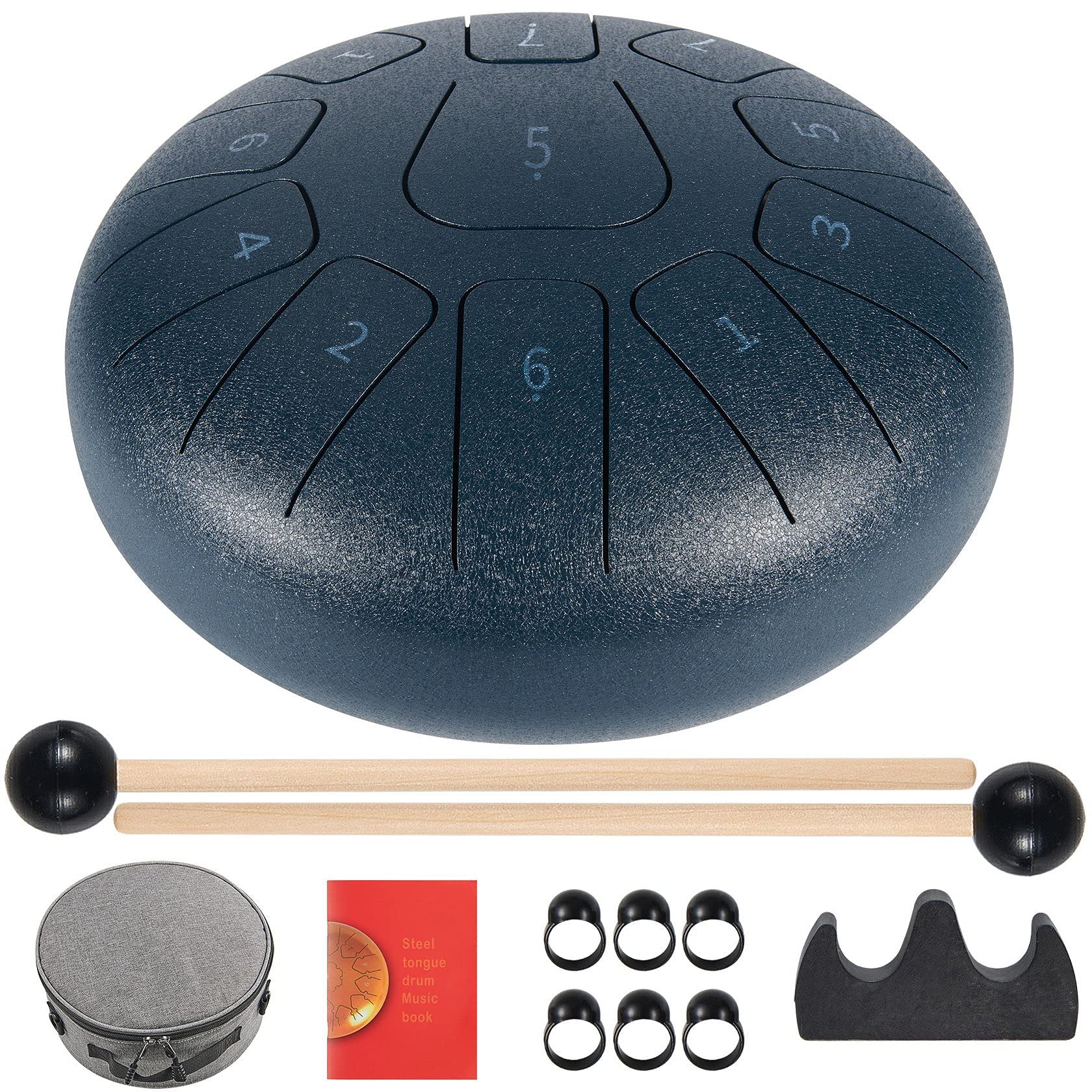 Steel Drum,Steel Tongue Drum 10 Inches 11 Notes - Percussion Instrument Handpan Healing Drum
