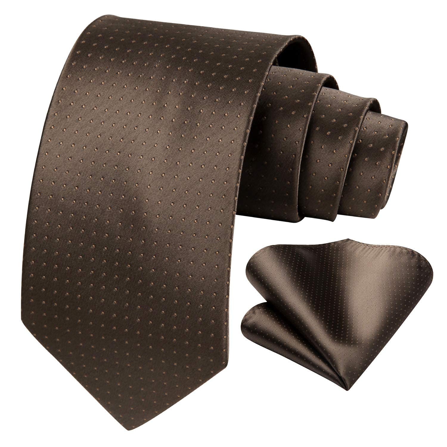 Polka Dot Ties for Men Tie and Pocket Square Set Navy Blue Classic Woven Formal Business Necktie Handkerchief for Wedding Party