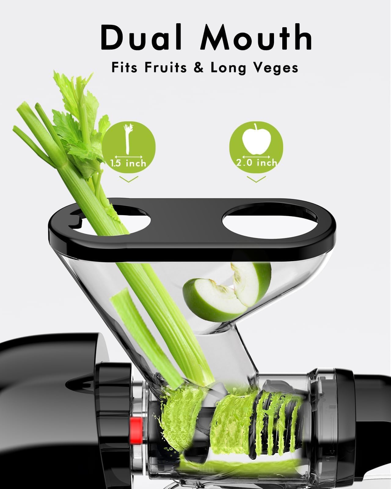 SiFENE Cold Press Juicer Machine, Compact Single Serve Slow Masticating Juicer, Vegetable and Fruit Juice Maker Squeezer Machines, Easy to Clean, BPA Free (Black)