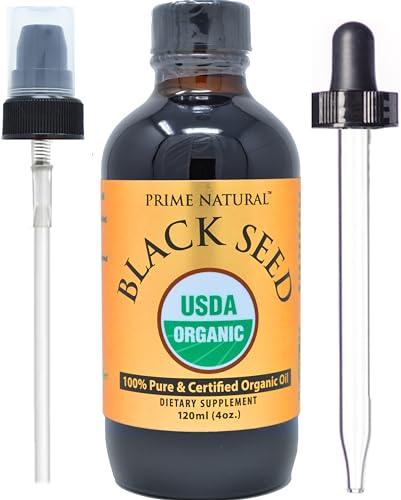 Organic Black Seed Oil 4oz - Cold Pressed Unrefined High Thymoquinone 1.7% USDA Certified - Turkish Origin Potent Nigella Sativa Liquid - Vegan Omega 3 6 9, Antioxidant Immune Boost Joints Skin Hair