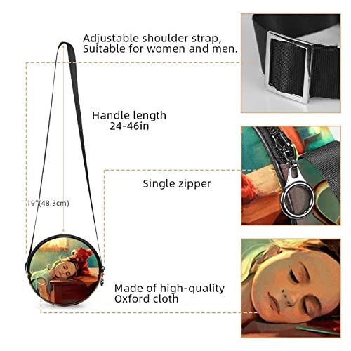 Wangsxing Small Crossbody Bag Girl Sleeping Round Purse Wallet Shoulder Bag