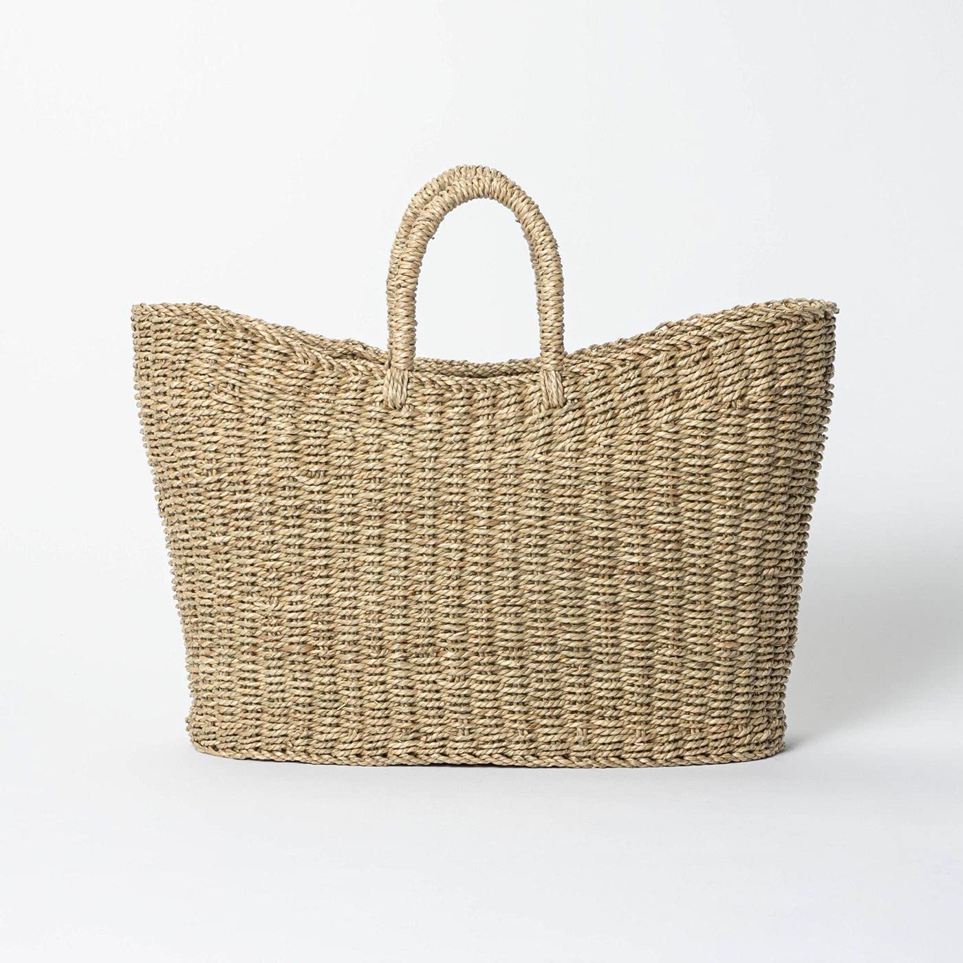 Threshold Collection 19" x 9" x 16" Large Tapered Oval Seagrass Basket Natural