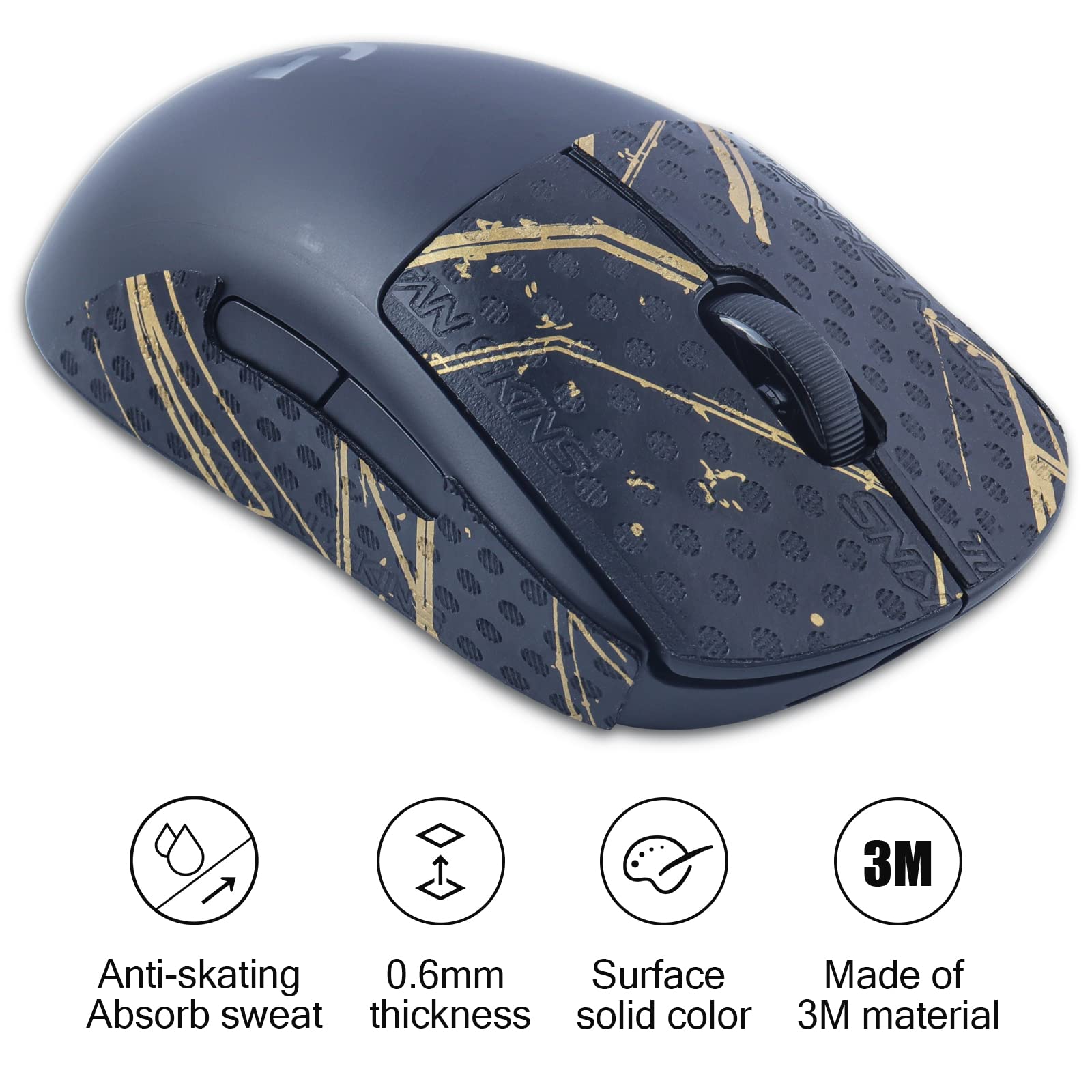Wunzkii Mouse Grip Tape for Logitech G Pro Wireless, Anti-Slip Non-Fading Gaming Mouse Skin Sweat Resistant, Easy to Use, Self-Adhesive Design, Pre-Cut