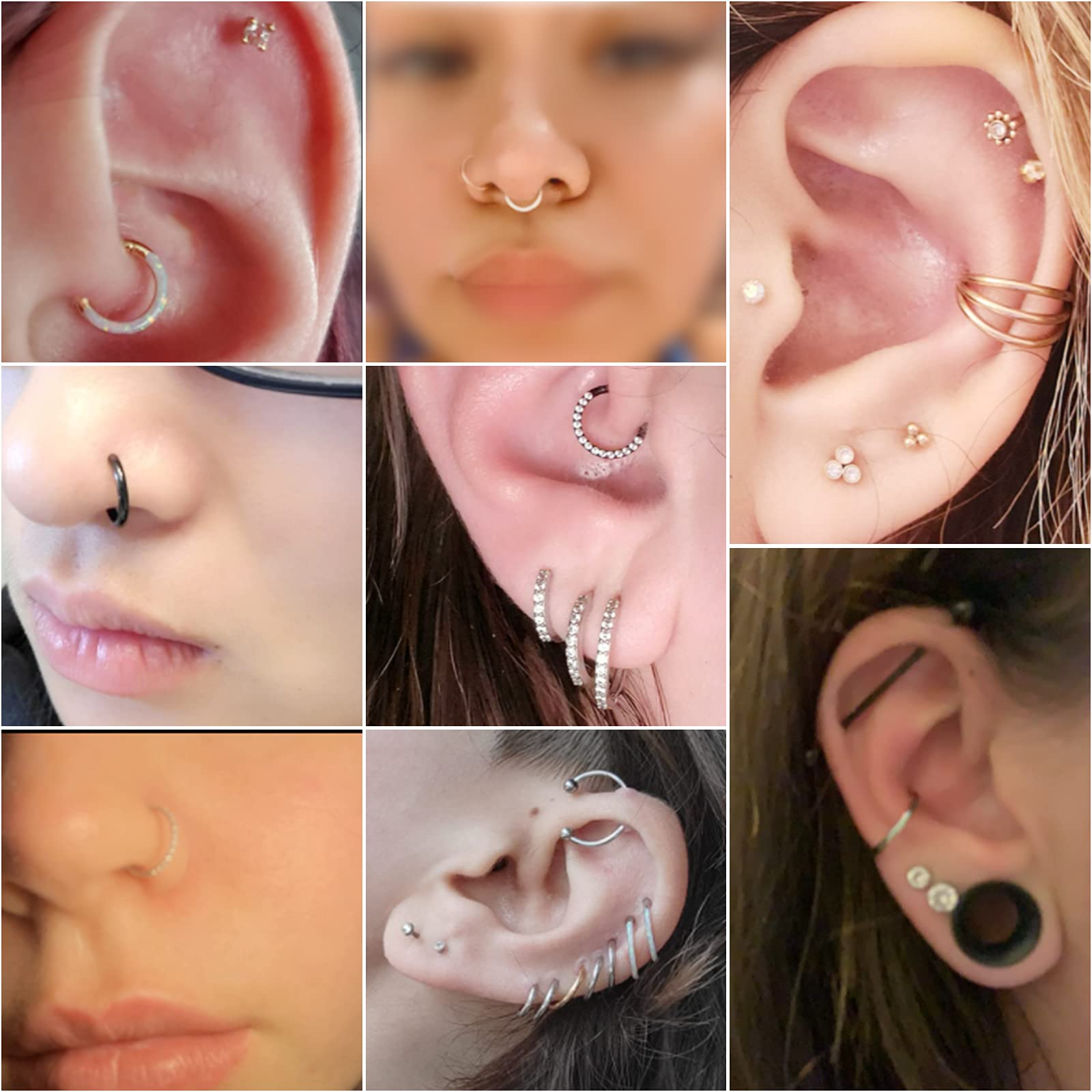 WYR Unisex Nose Ring Hoop with White Opal 20G(0.8mm) Diameter 10mm 316L Surgical Stainless Steel Hinged Flat Hinged Segment Ring Lip Rings Helix Cartilage Rook Earrings, Silver color ring