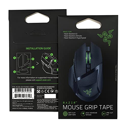 Razer Mouse Grip Tape Basilisk Ultimate/Basilisk V2/Basilisk X HyperSpeed: Anti-Slip Grip Tape - Self-Adhesive Design - Pre-Cut