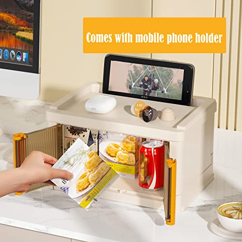 SAIBANGZI 0.72 Gal Desk Organizer Small Plastic Storage Bins with Lid Mini Office Organization and Storage Foldable Storage Basket for Organizing Cubby Containers for Office Supplies Coffee Snacks