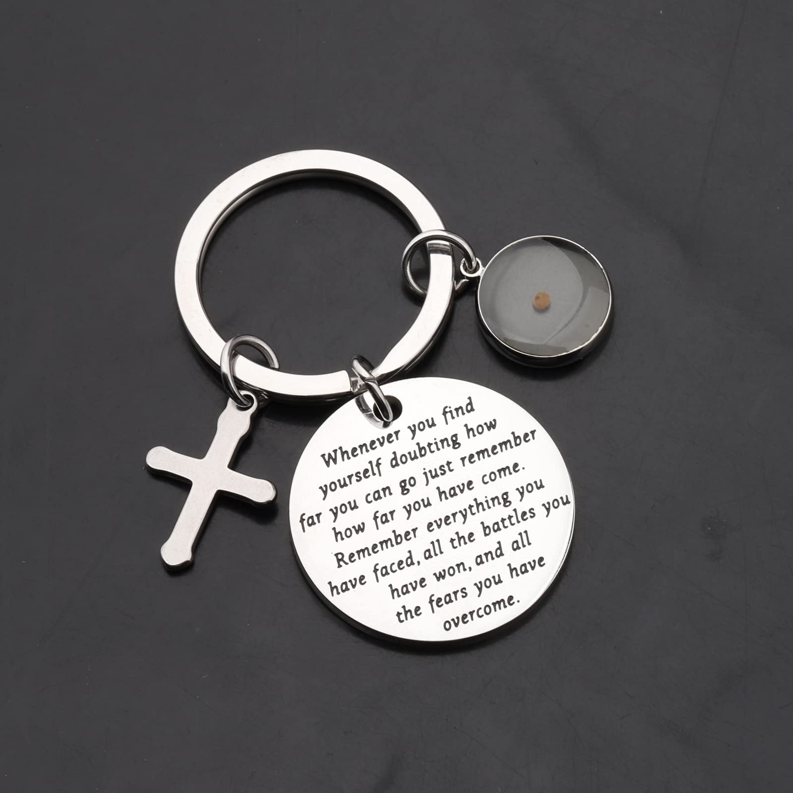 TIIMG Mustard Seed Inspirational Quote Keychain Faith Jewelry Religious Christian Gift Motivational Gift (Mustard Seeds whenever)