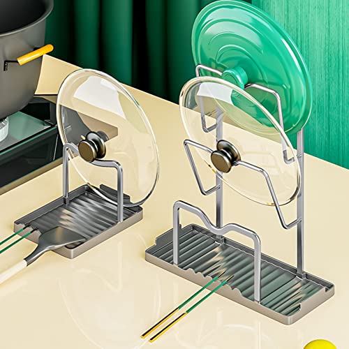 SEYFI Space Aluminum Pot Lid Rack, Kitchenware Dividers Holder, Kitchen Countertop Cutting Board Stand, Spoon Rest, for Bakeware, Serving Trays