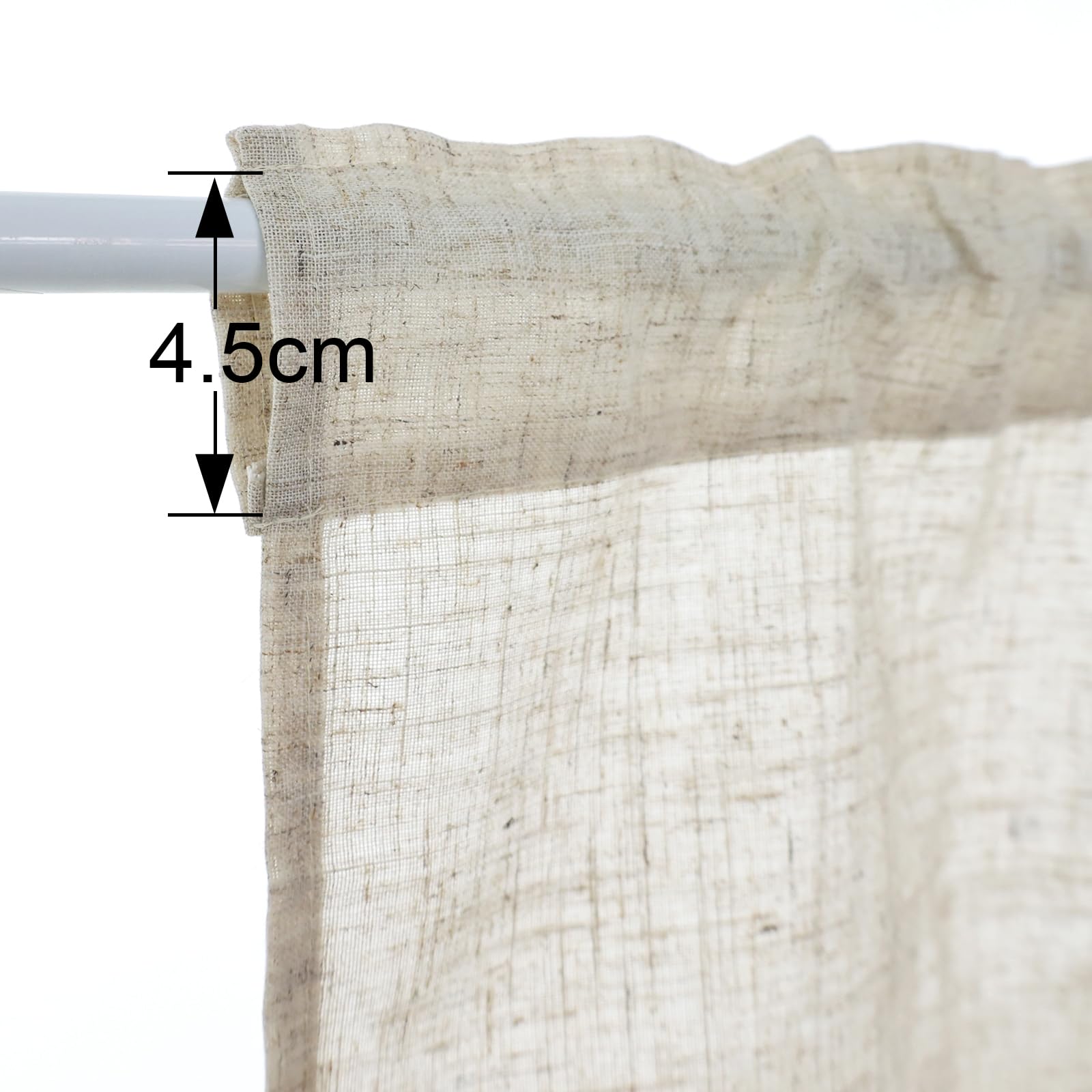 SFJ-CA White Window Valance with Tassels Polyester Linen 17 x 59 inches Short Curtain for Living Room Cafe Rod Pocket Elegant Window Treatment Decor