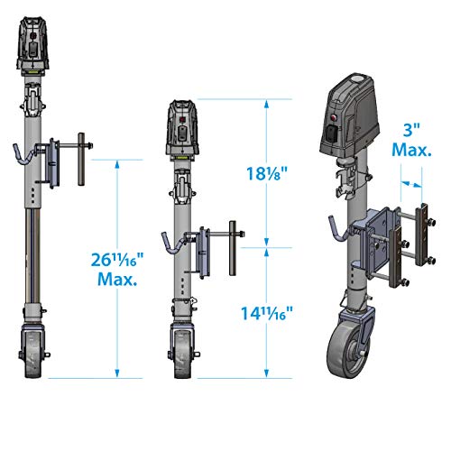 Seachoice Electric Trailer Jack w/Caster and 7-Way Connector, Max Load 1,500 Lbs., 6 in. Wheel Size, 10 in. Travel, Black