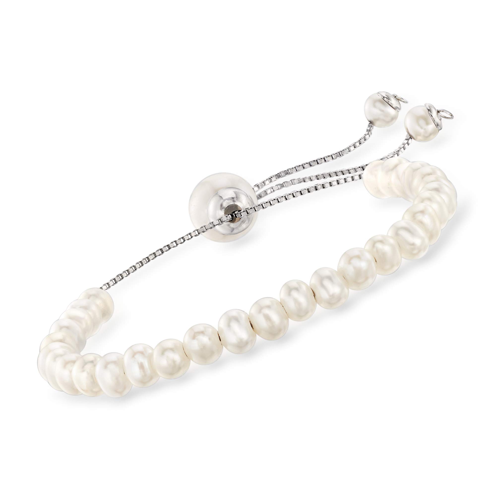 Ross-Simons 4-9mm Cultured Pearl and Sterling Silver Bead Jewelry Set: 3 Bolo Bracelets