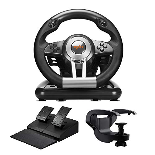PXN V3III PC Racing Wheels,180° Game Steering Wheel and Dual Motors Vibration ,PS4 Steering Wheel with Linear Pedal/Accelerator Brake,for PC/PS4/Xbox One/Xbox Series X|S/Switch(Black)