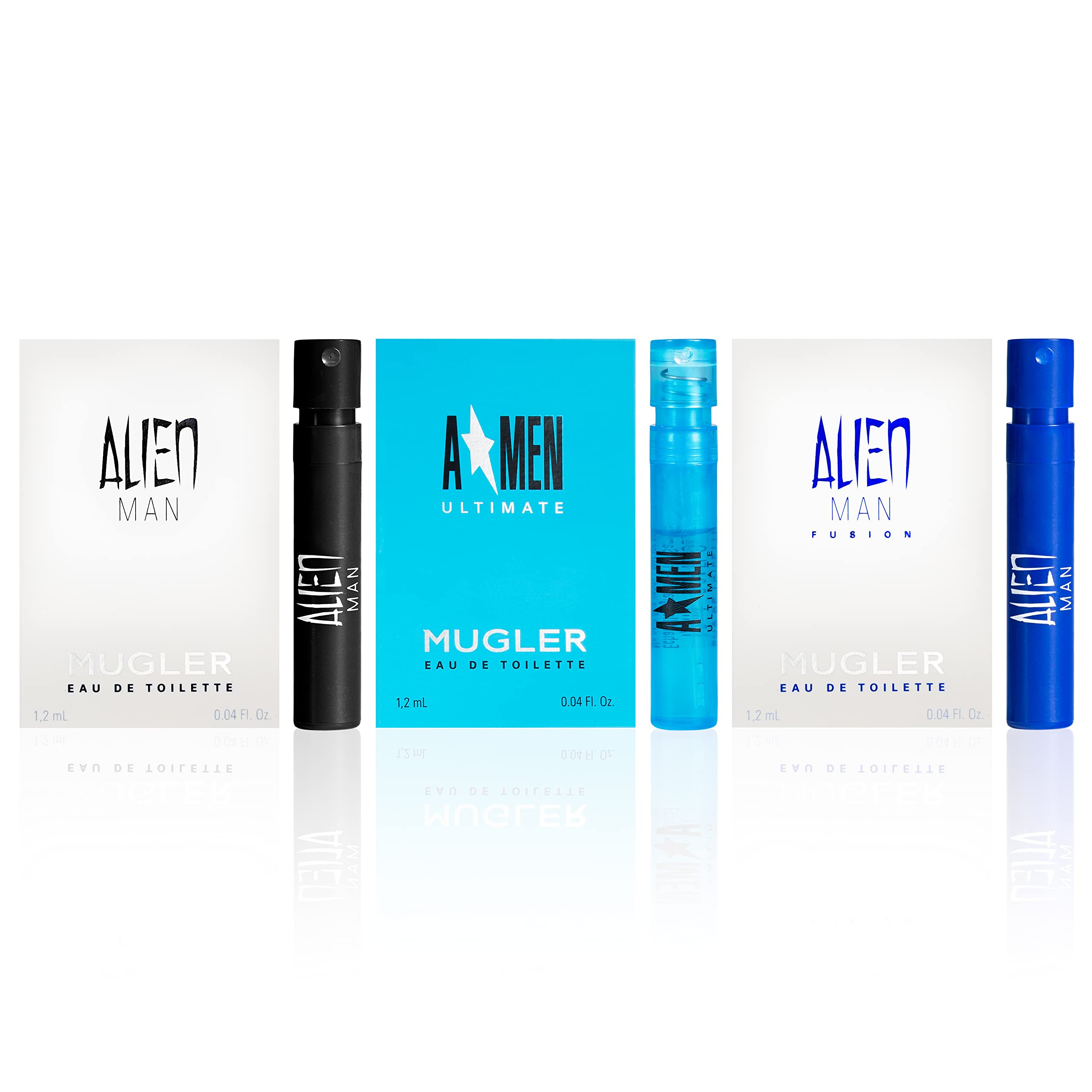 Mugler Sample Vials for Men, Alien Man EDT, Angel A*Men Ultimate EDT, Alien Man Fusion EDT, 1.2ml/0.04oz Sprays, Sampler Set of 3