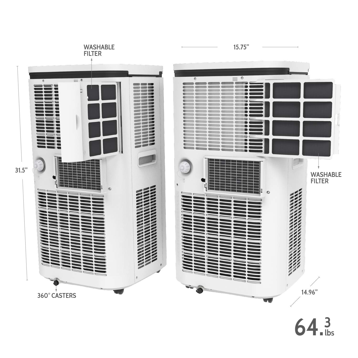 ROLLICOOL 14000 BTU Smart Portable Air Conditioner, Dehumidifier & Fan for Rooms up to 375 sq ft | Alexa-Ready Voice Commands, App, Dual-Band WiFi Support, Bluetooth, Easy Install