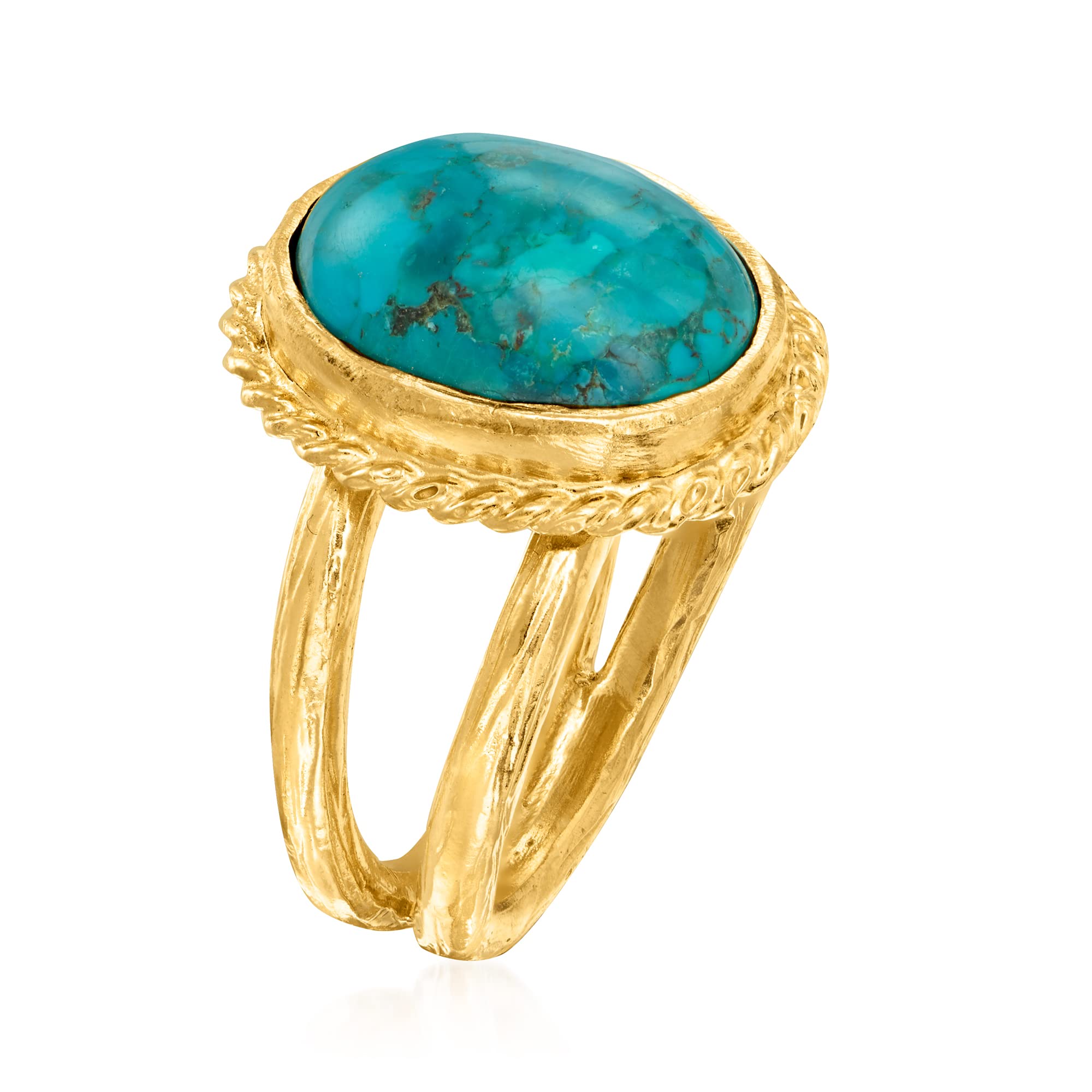 Ross-Simons Turquoise Ring in 18kt Gold Over Sterling. Size 6