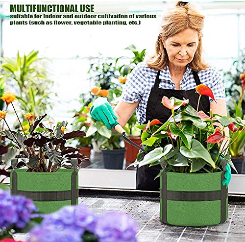 YLYYCC 3-Pack 5 Gallon Grow Bags Heavy Duty Thickened Nonwoven Plant Fabric Pots with Handles, Durable Portable Bags, Cylindrical