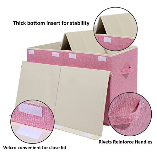 popoly Large Toy Box Chest with Lid, Collapsible Sturdy Toy Storage Organizer Boxes Bins Baskets