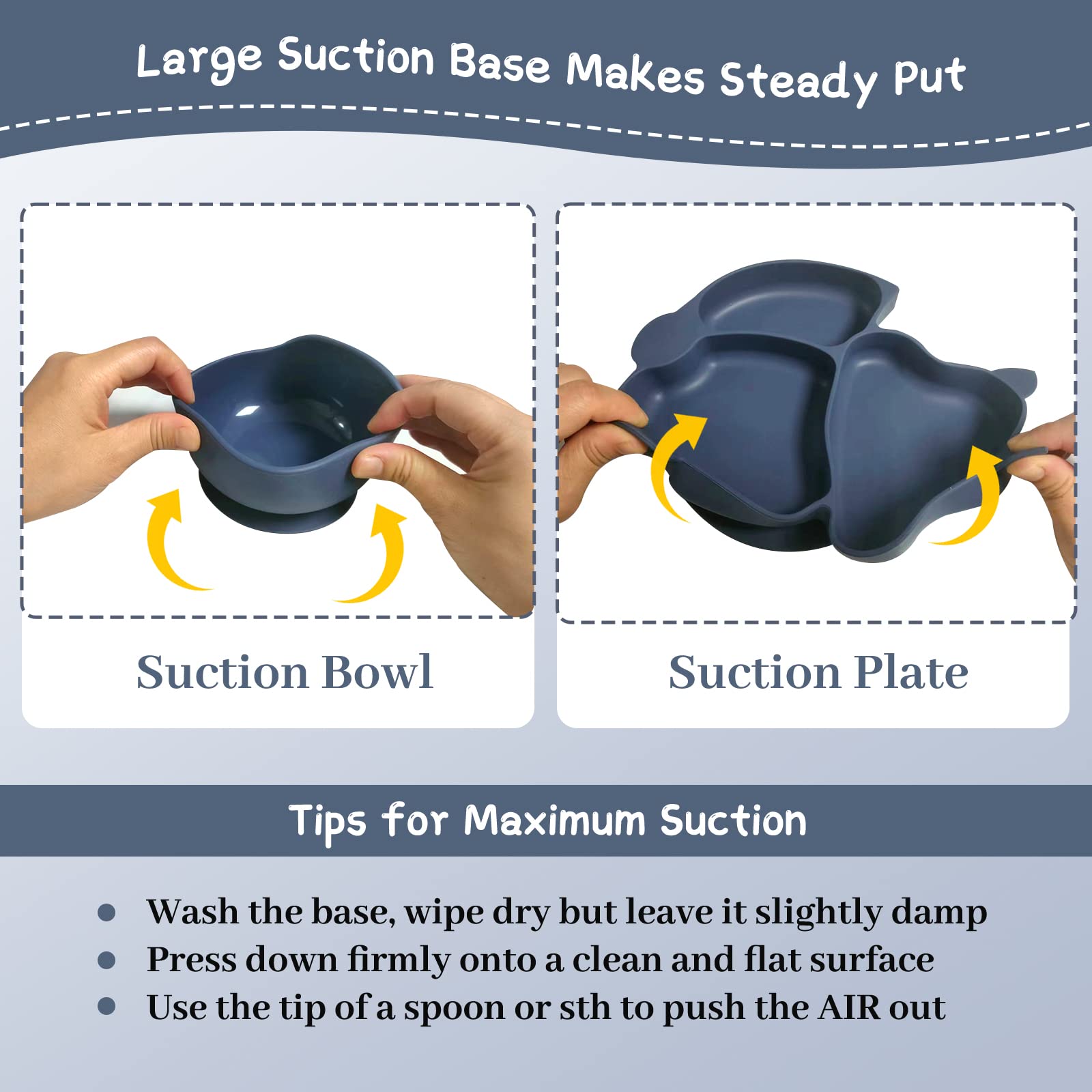 Silicone Baby Feeding Set,11Pack Toddlers Weaning Feeding Sippy Cup with Straw and Lid,Baby Bibs,Squirrel Plate Bowl With Suction,Baby Feeding Supplies Set (Squirrel-Deep Blue)