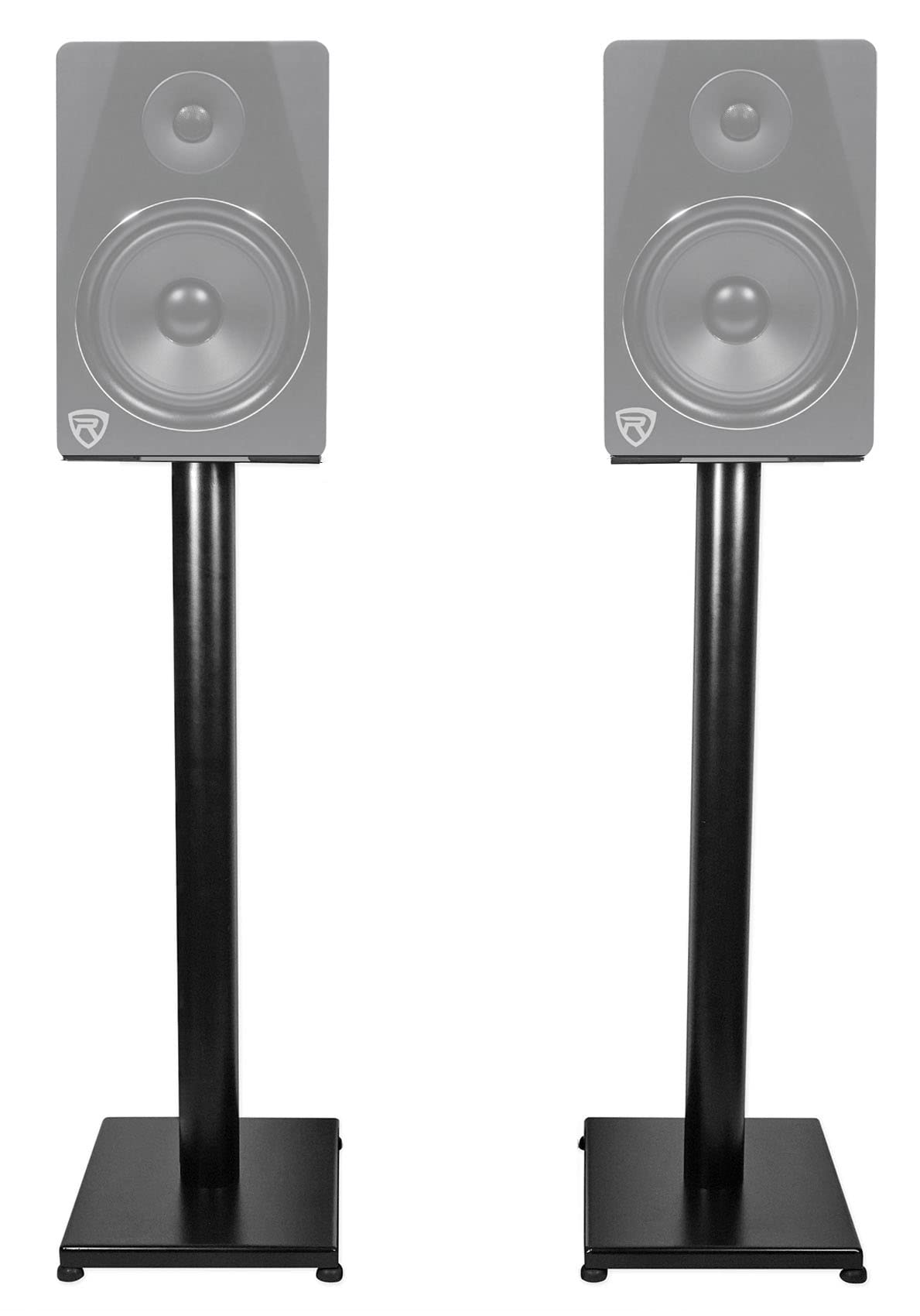 Rockville Pair RS29B 29" Steel Bookshelf Speaker and Studio Monitor Stands-Black V2