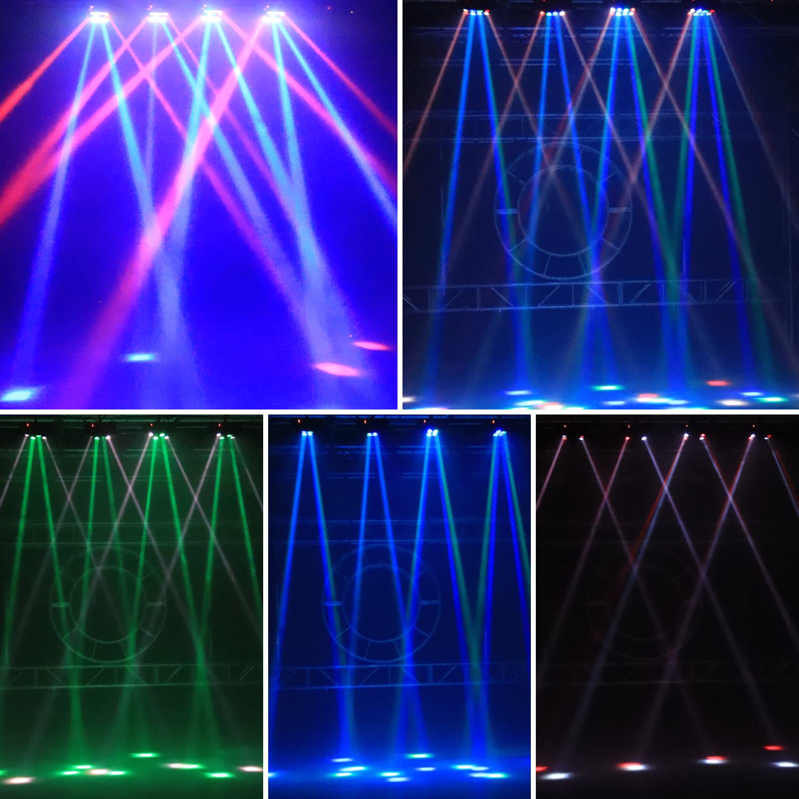 U`King Spider Moving Head Light 8x10W RGBW LEDs Beam DJ Lights and 2 Pixel Light Strips and 2 RG Laser Lights, Sound Activated/DMX-512 Control Perfect for Party Disco Wedding Live Stage Lighting