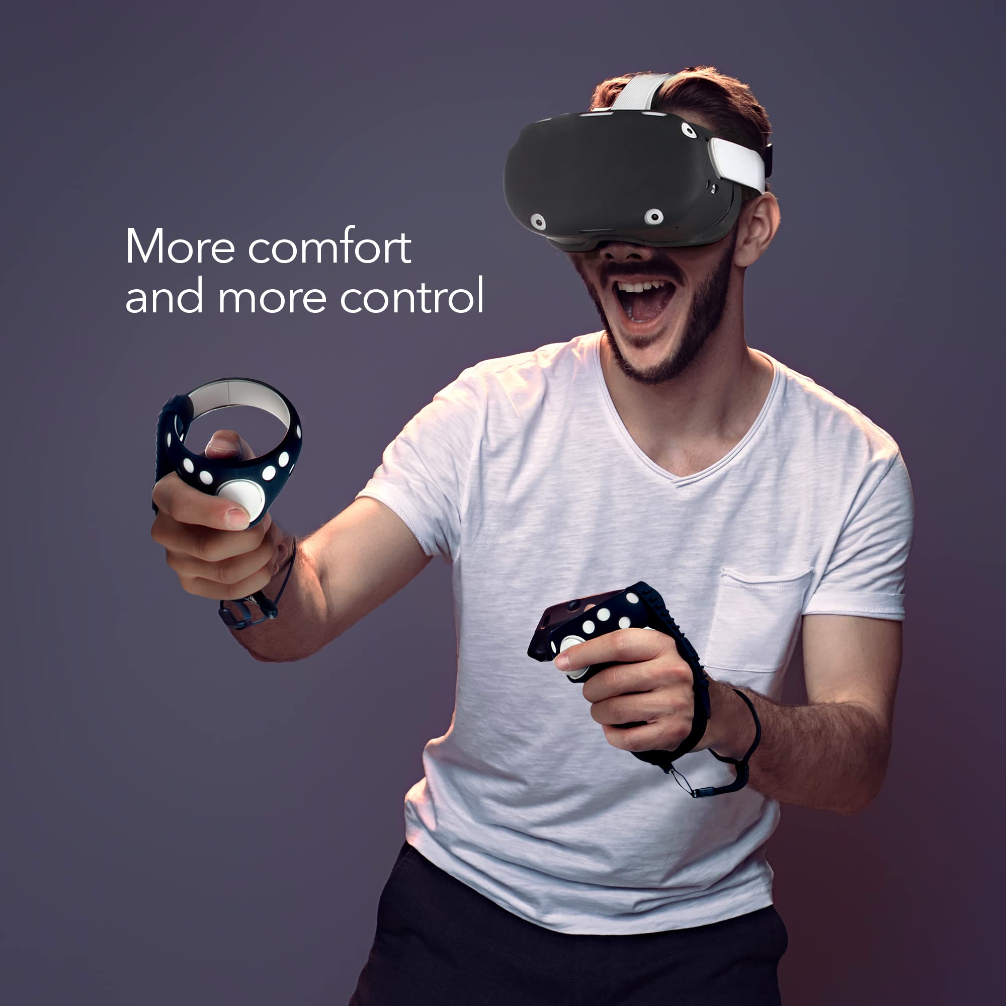 Wasserstein Bundle - Silicone Skin Set & & VR Headset Carrying Case, Head Strap, and Face Cover Bundle Compatible with Oculus Quest 2