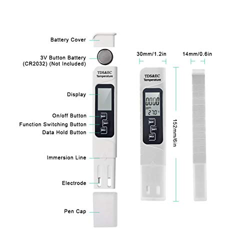 Hanna Conductivity Meter,Industry Leitfähigkeit Aquarium 3 in 1 Water Quality Tester Tds Ec Conductivity Temperature Meter for Household Water Digital Pool Water Testerfor The for Tds Ec