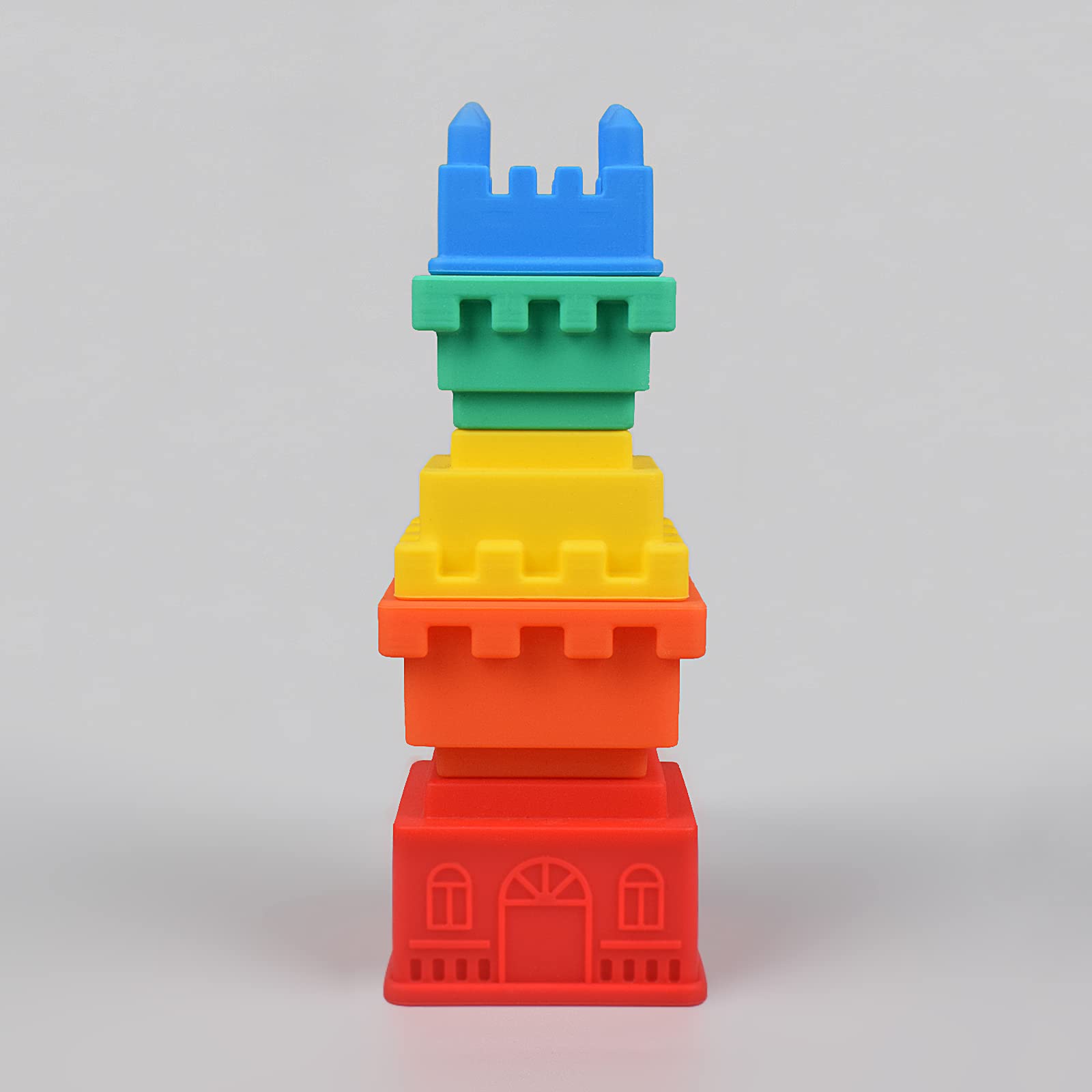Yhopee Silicone Stacking Cups, Baby Stacking Castle Toy, Silicone Stacking Toy for Toddlers 1-3, Montessori Stacking and Nesting Toy for Babies, Baby Bath Toys, 5 Layers