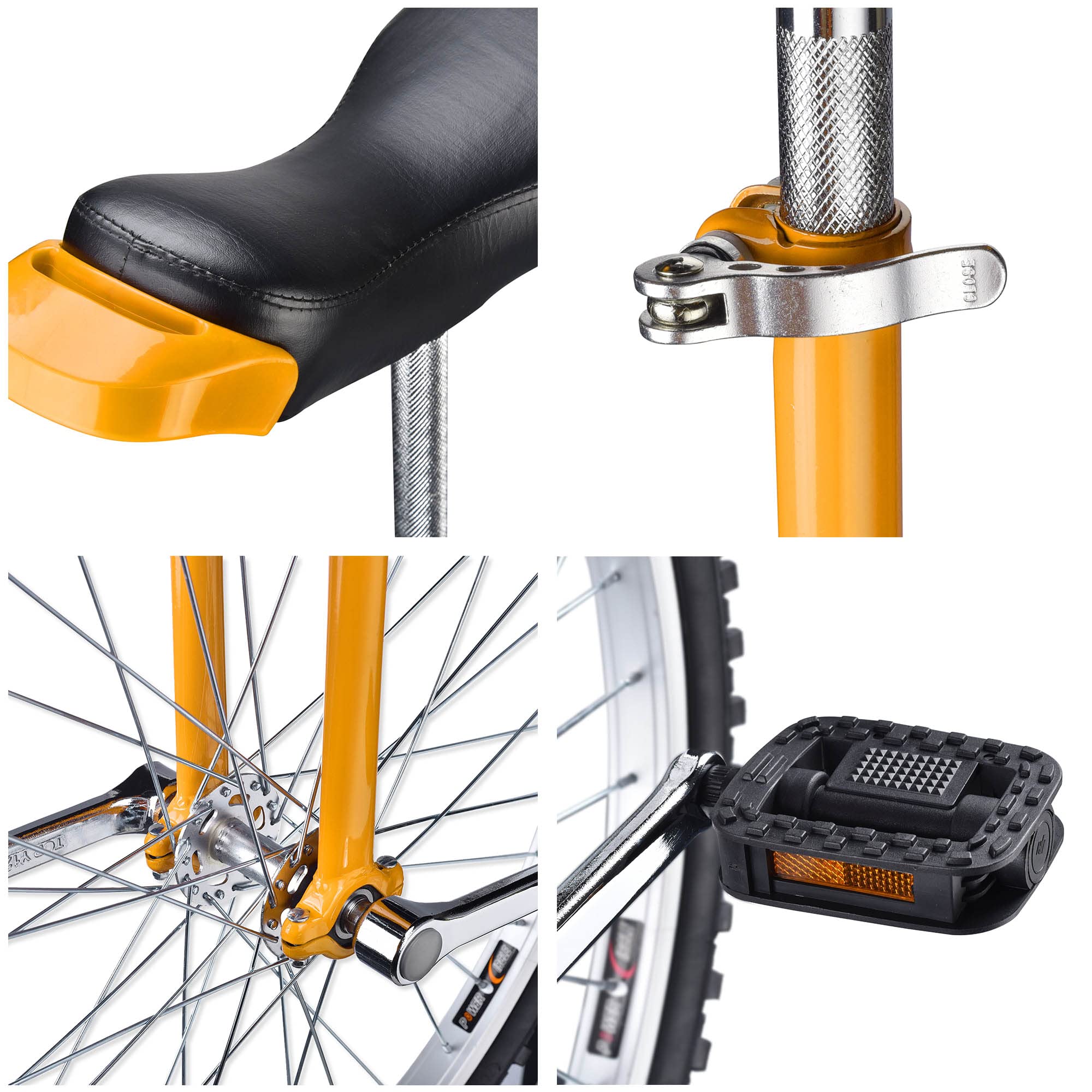 OEM Control Astonishing Yellow 18 Inch in 18" Mountain Bike Wheel Frame Unicycle Cycling Bike with Comfortable Release Saddle Seat