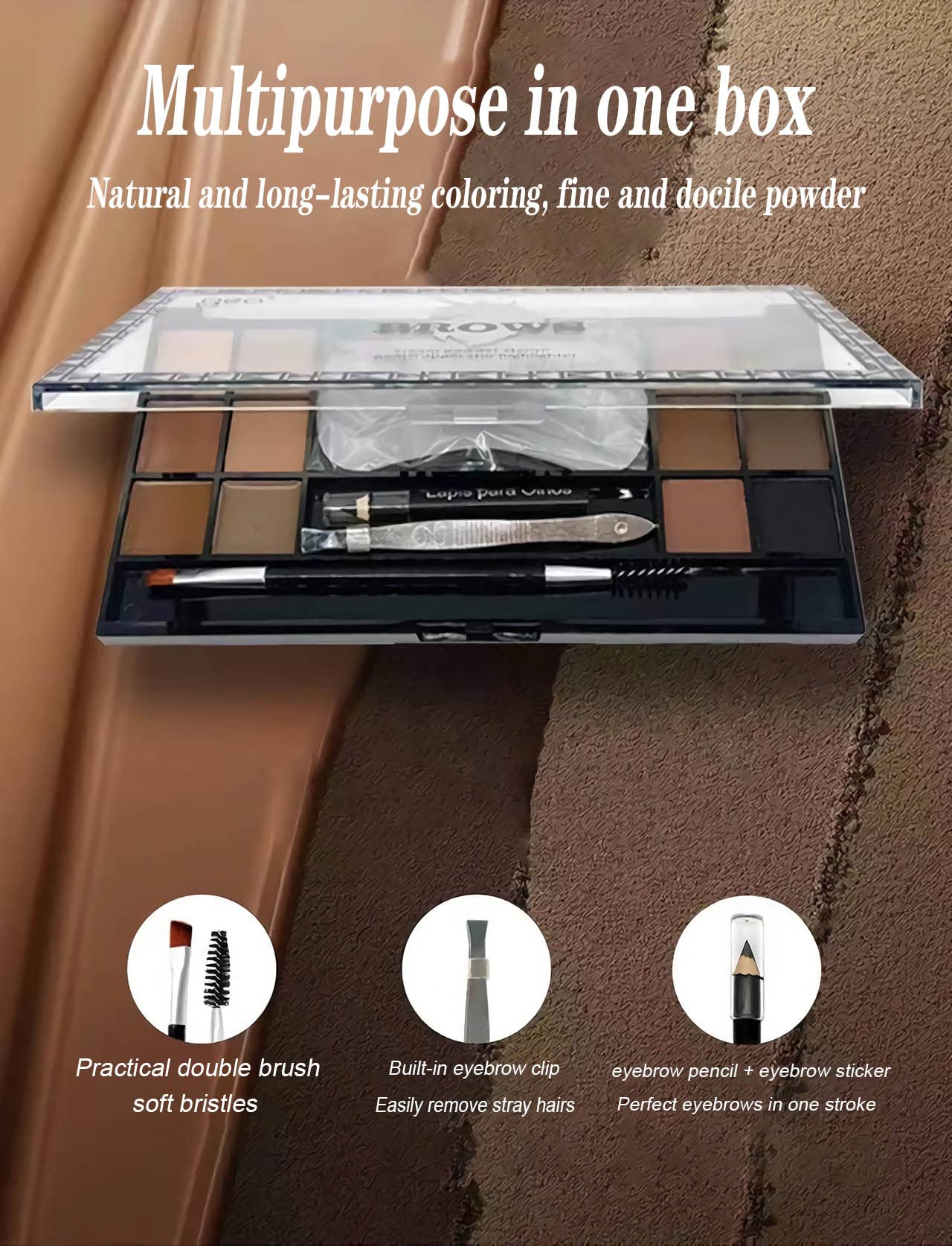 SUMEITANG 12 Color Eyebrow Kit, 6 Color Eyebrow Powder + 6 Color Brow Pomade Professional Brow Makeup Palette With Eyebrow Pencil, Brow Stencil, Brush and Tweezers Set, Create You Perfect Brow Styling