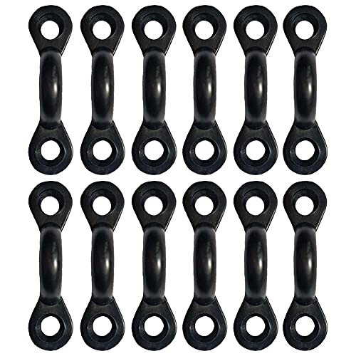 Teensery 12 Pcs Kayak Bungee Deck Loops Nylon Tie Down Pad Eye for Kayaks, Canoes and Boats, Black