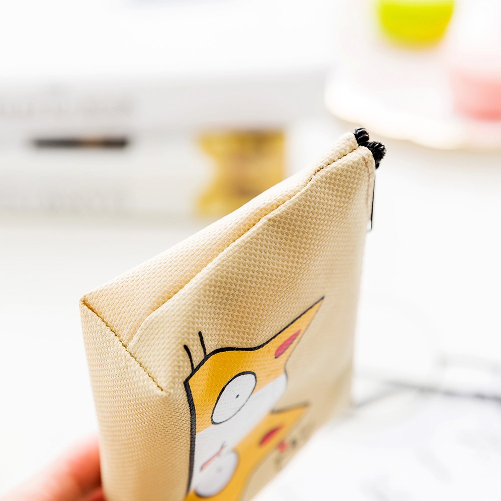 Oyachic 4 Packs Cute Coin Purse Cat Change Pouch Vintage Canvas Zipper Wallets Women Clutch Mini Bag Christmas Birthday Bag Clasp Closure